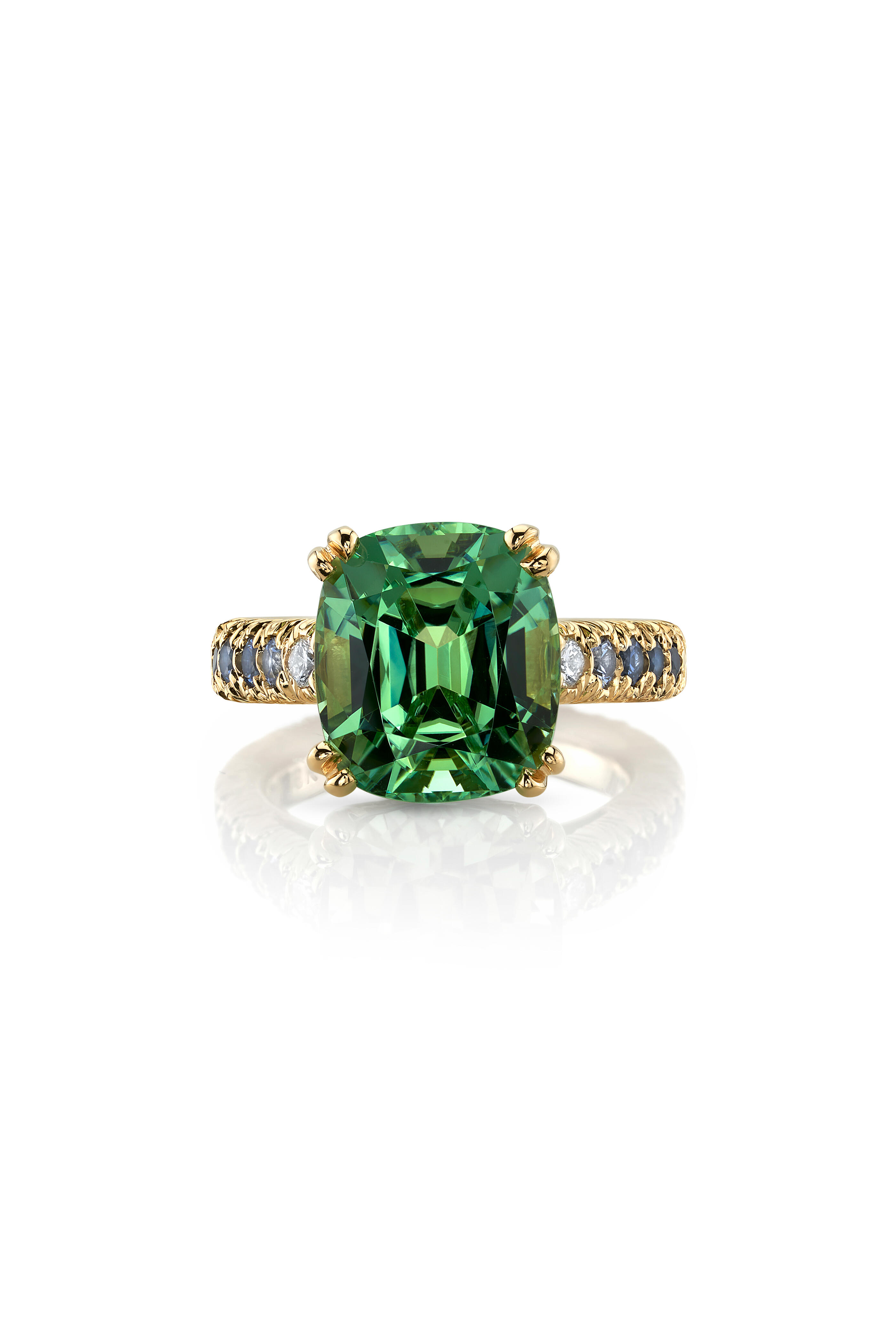 Aaron Henry - 18k Yellow Gold Oval Tourmaline & Sapphire Ring