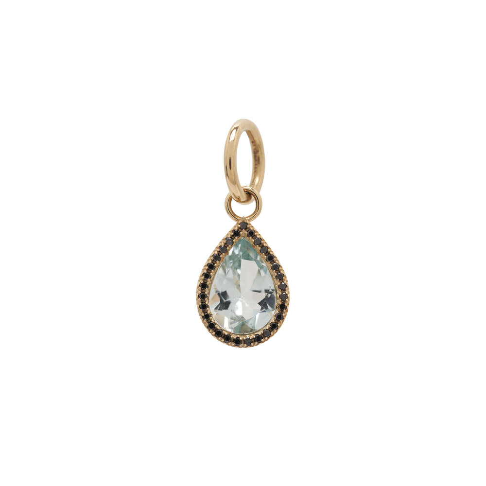 Genevieve Lau - 14k Yellow Gold Aquamarine & Black Diamond Charm