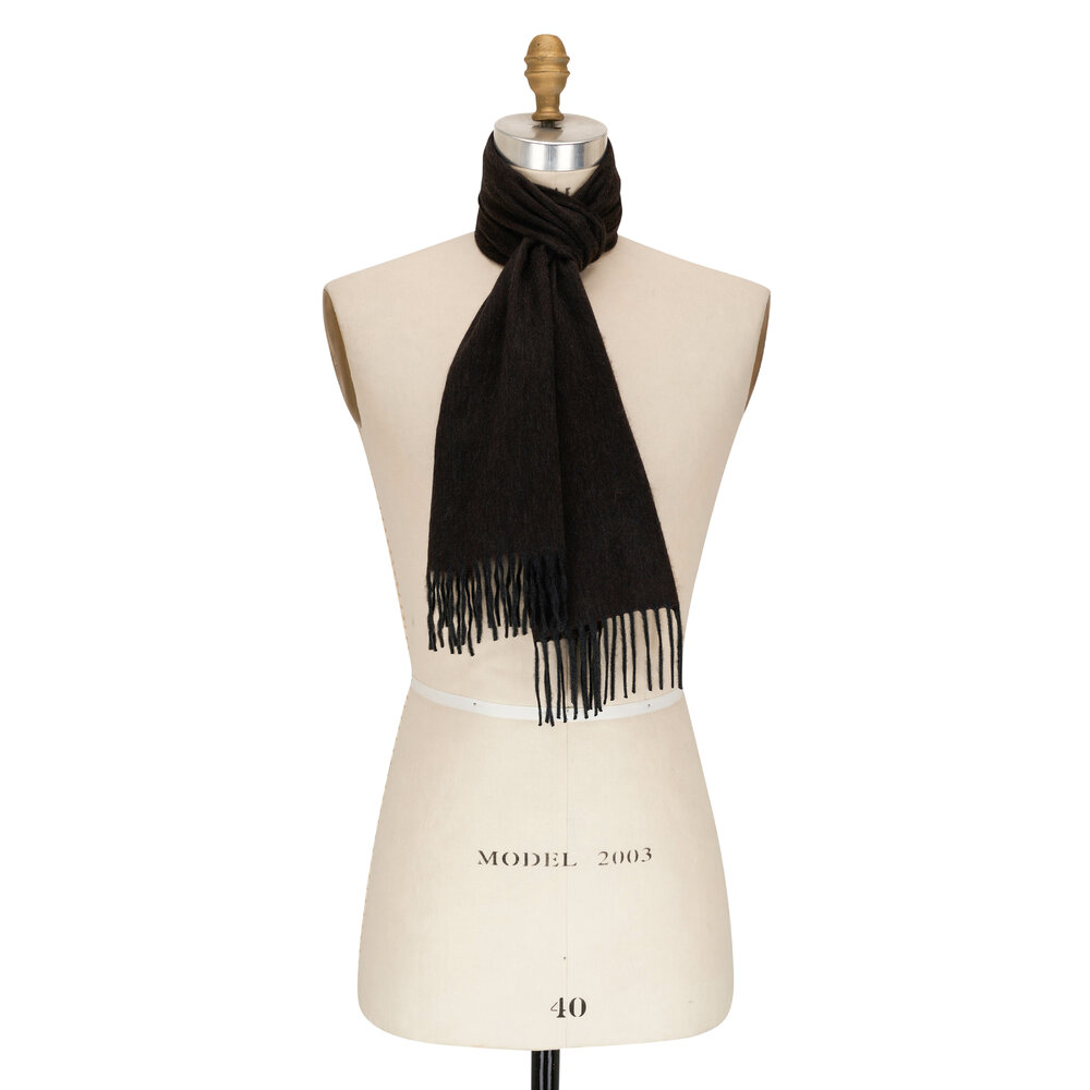Alex Begg - Arran Charcoal Chocolate Reversible Cashmere Scarf