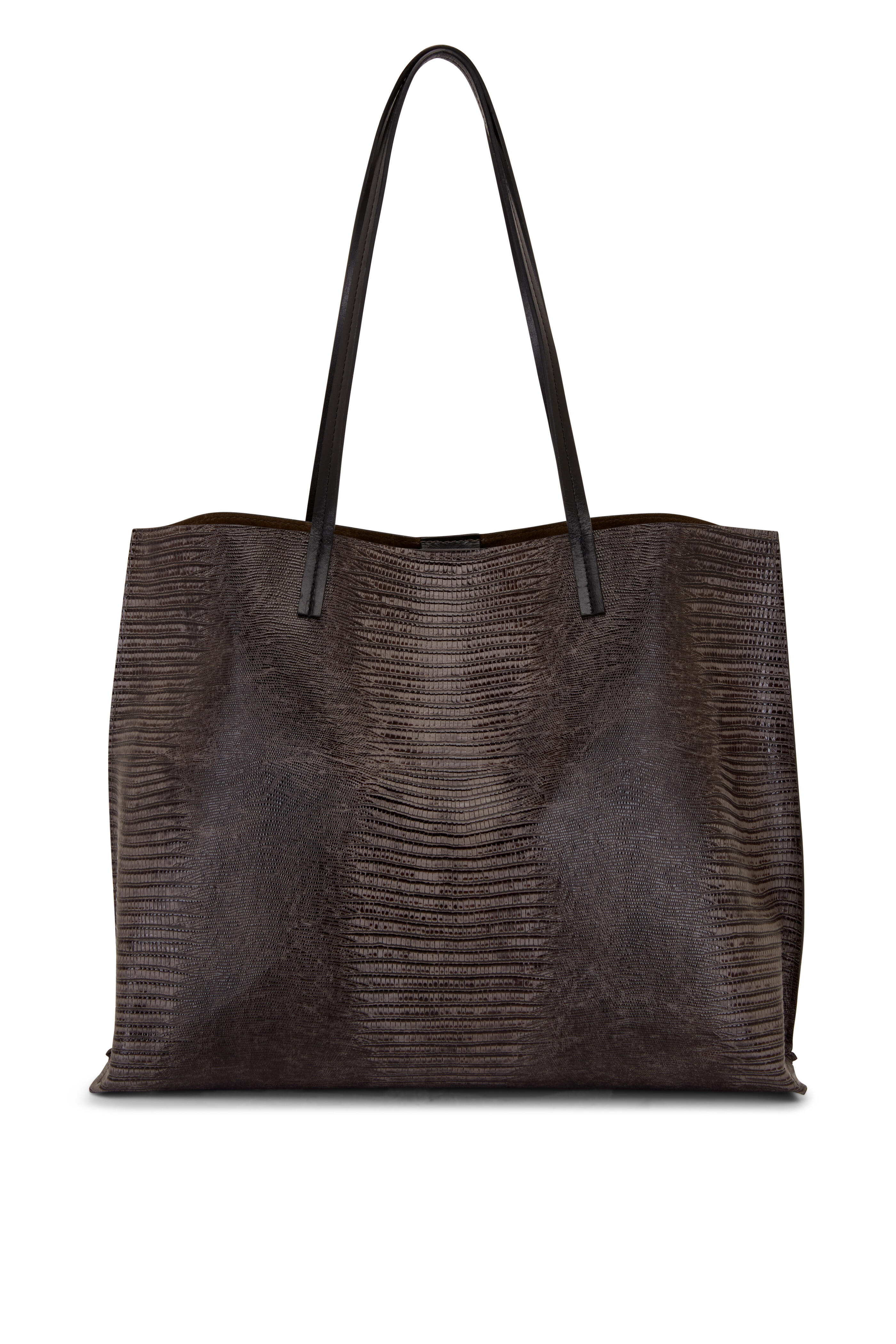 B May Bags - Steel Embossed Lizard Classic Shopper Tote