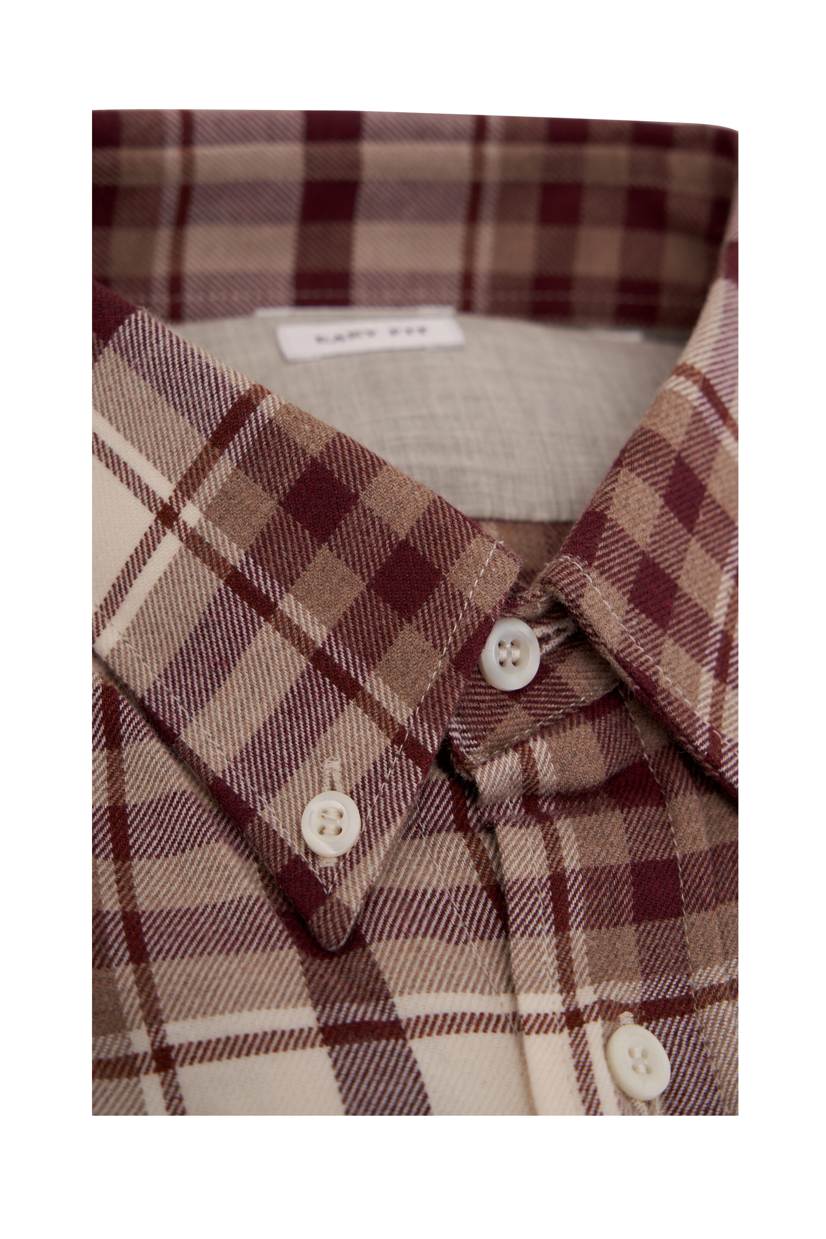 Brunello Cucinelli - Burgundy & Tan Plaid Cotton Flannel Sport Shirt