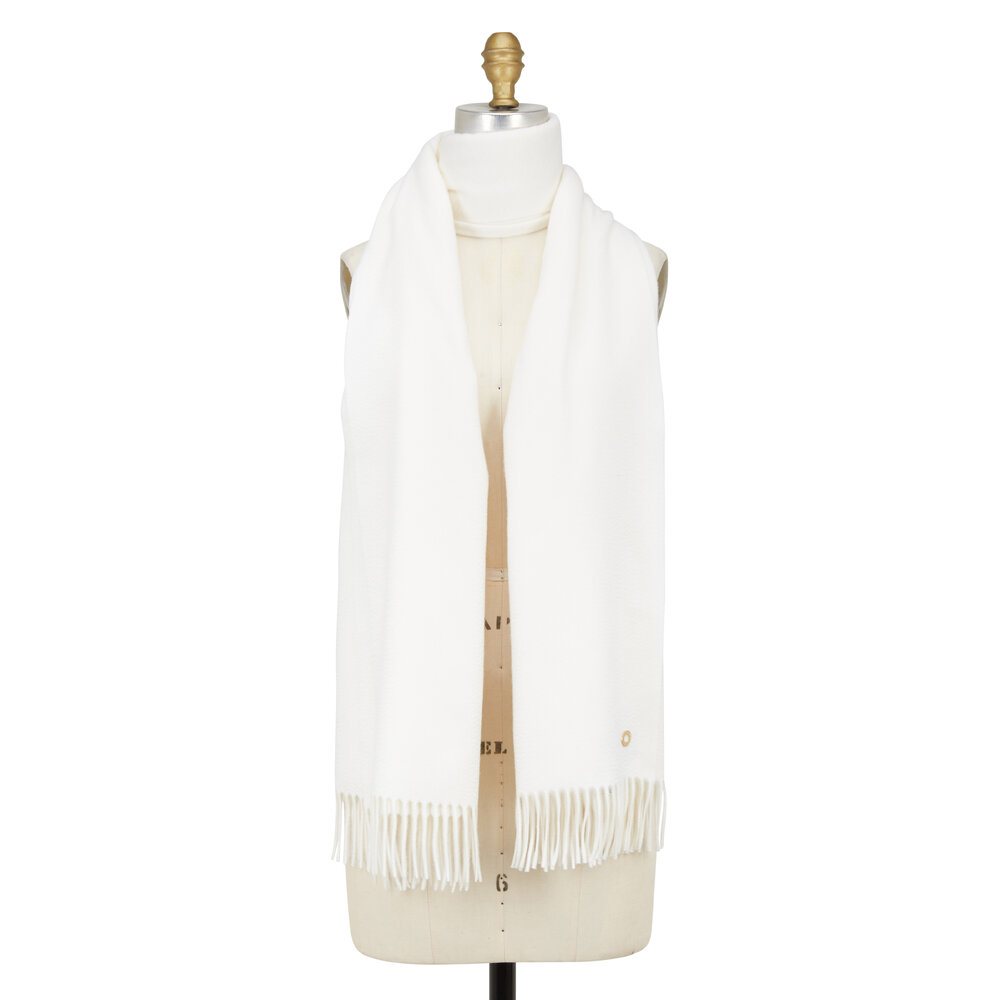 Loro Piana - White Cashmere Opera Scarf | Mitchell Stores