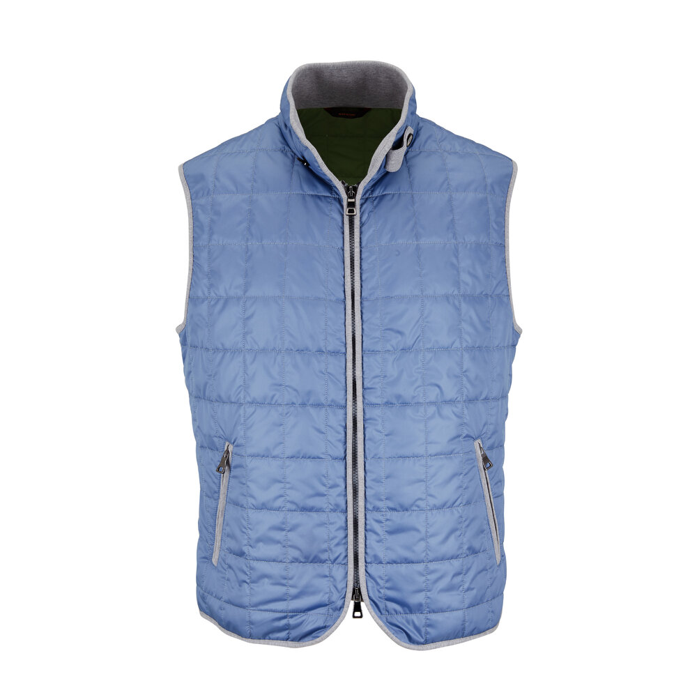 Waterville - Light Blue Box Quilted Nylon Vest | Mitchell Stores
