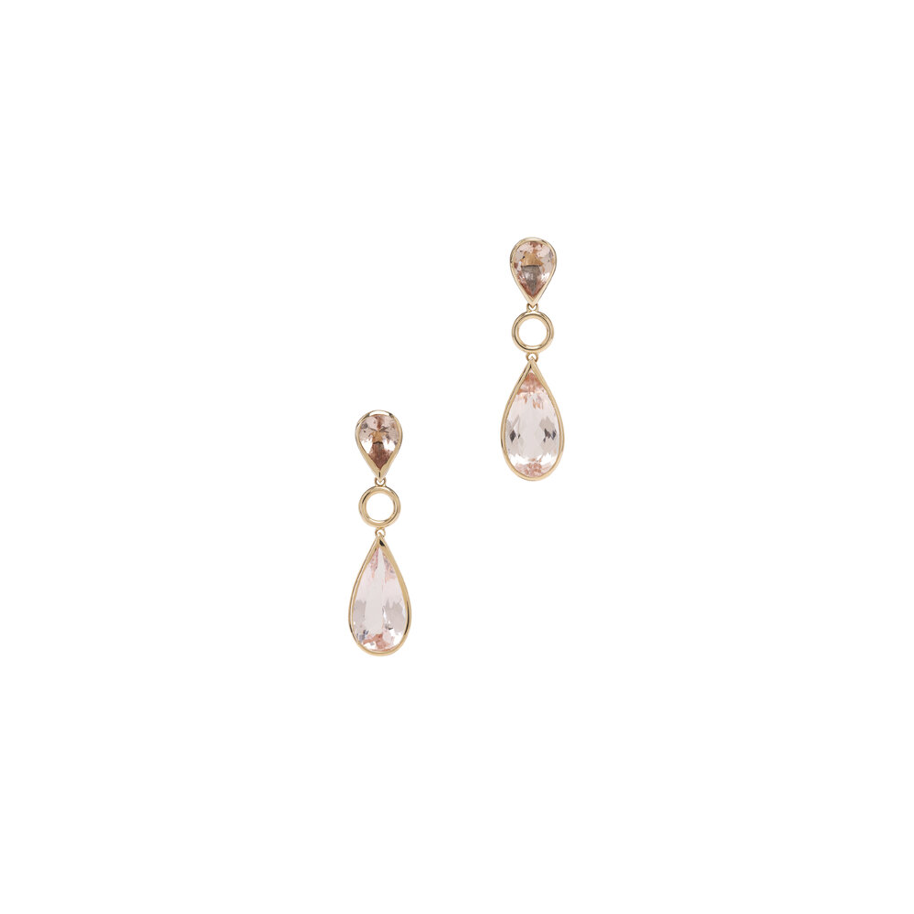 Genevieve Lau - 14k Yellow Gold Morganite Double Drop Earring