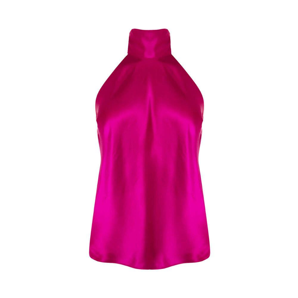 Frame - Magenta Draped Neck Tie Halter Top | Mitchell Stores