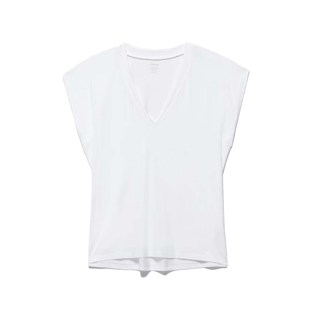 Frame - Blanc Le Mid Rise V Tee | Mitchell Stores