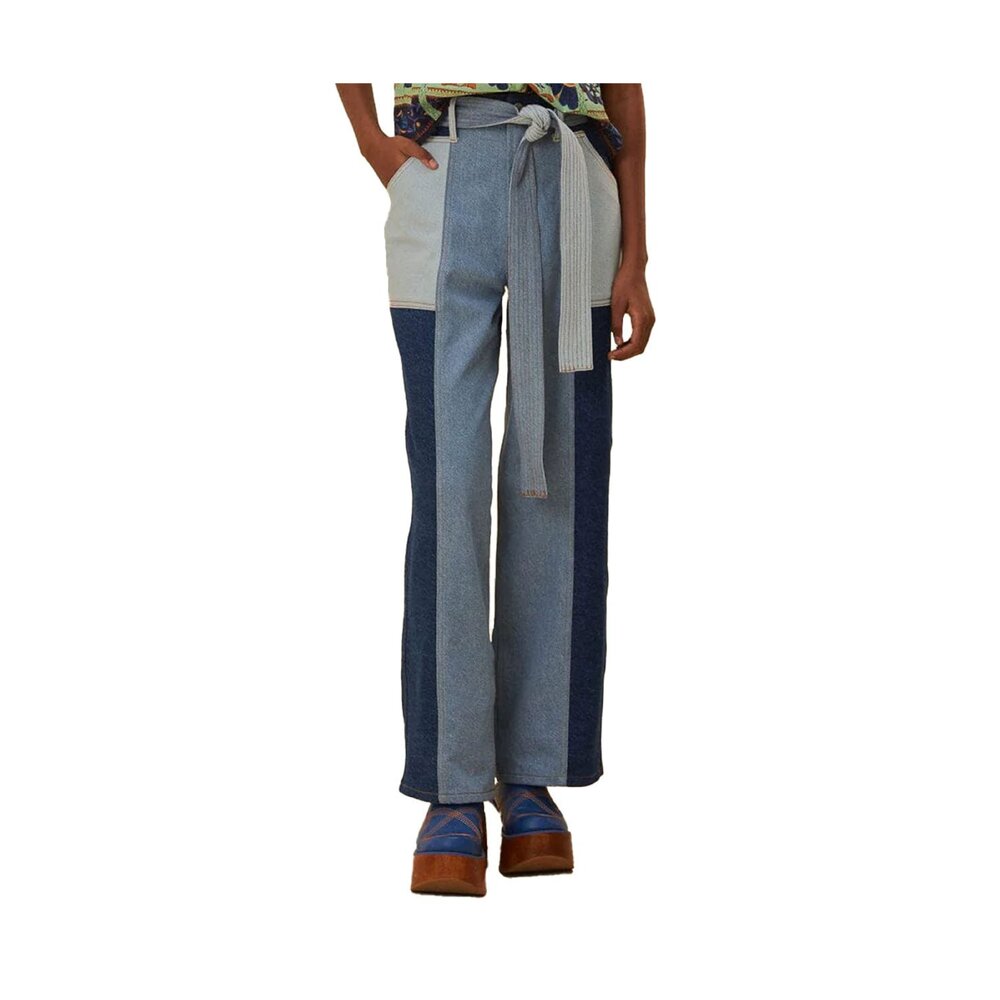 Farm Rio - Tie Waist Patch Denim Pants | Mitchell Stores