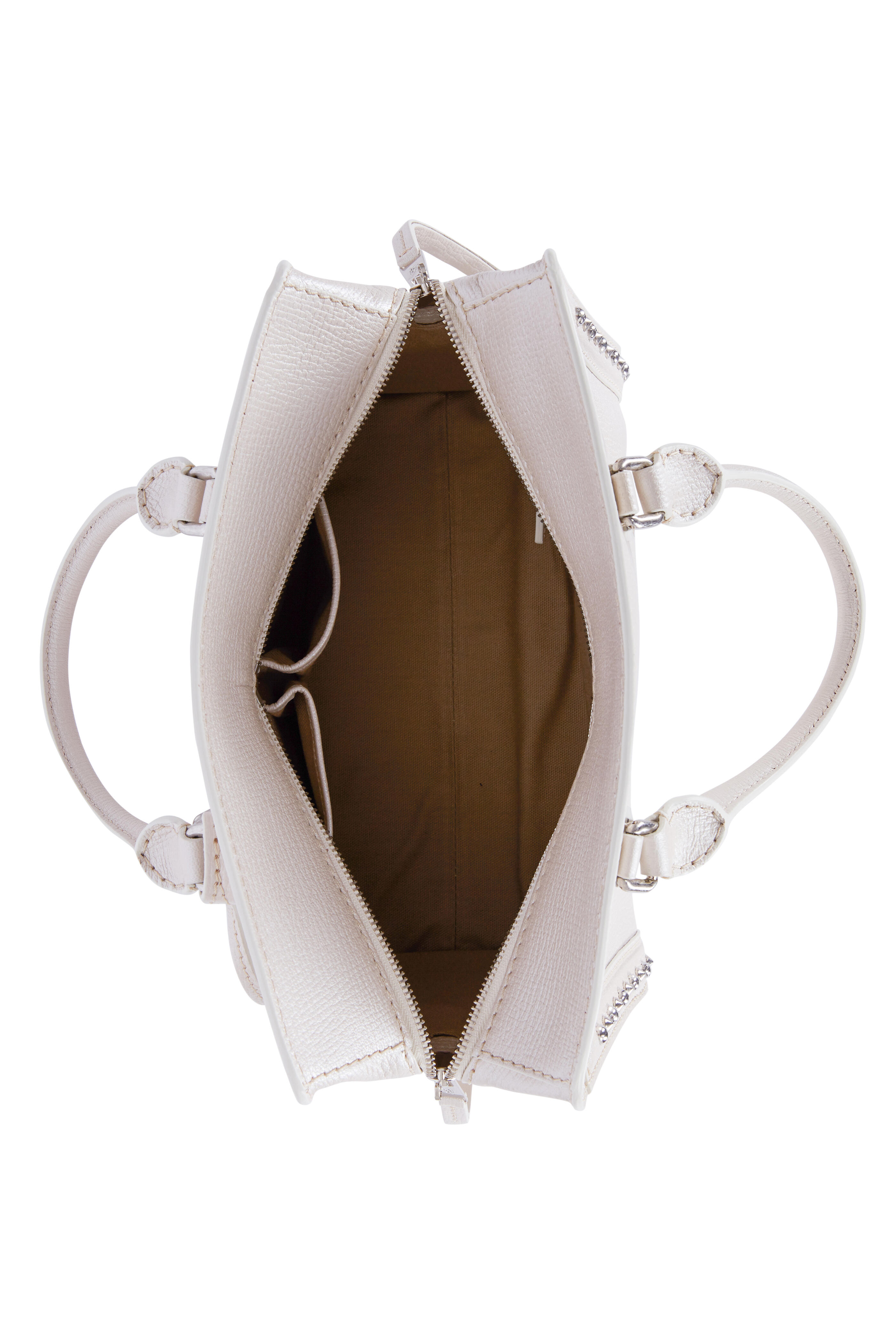 McQueen - Padlock Pearl White Small Satchel | Mitchell Stores