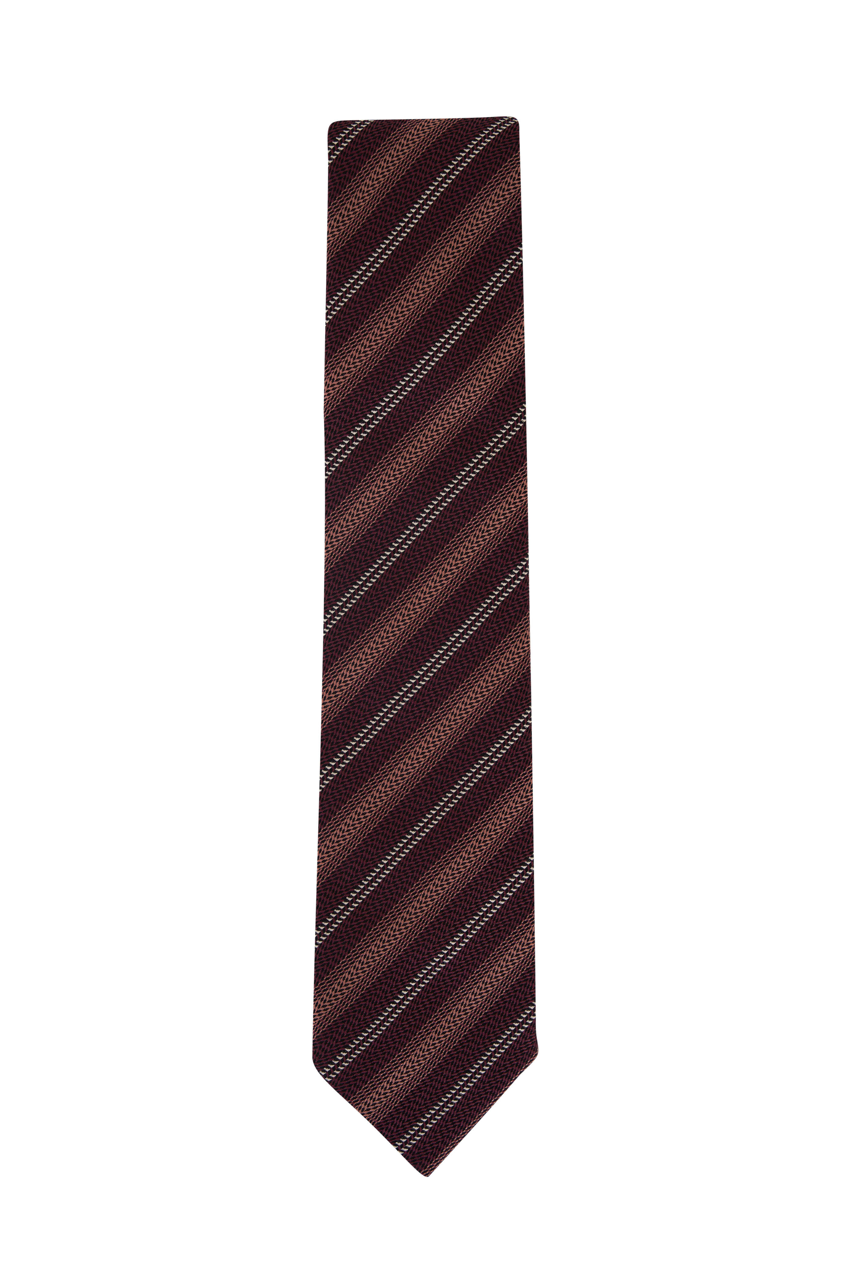 Brioni - Maroon & Rust Silk Jacquard Necktie | Mitchell Stores