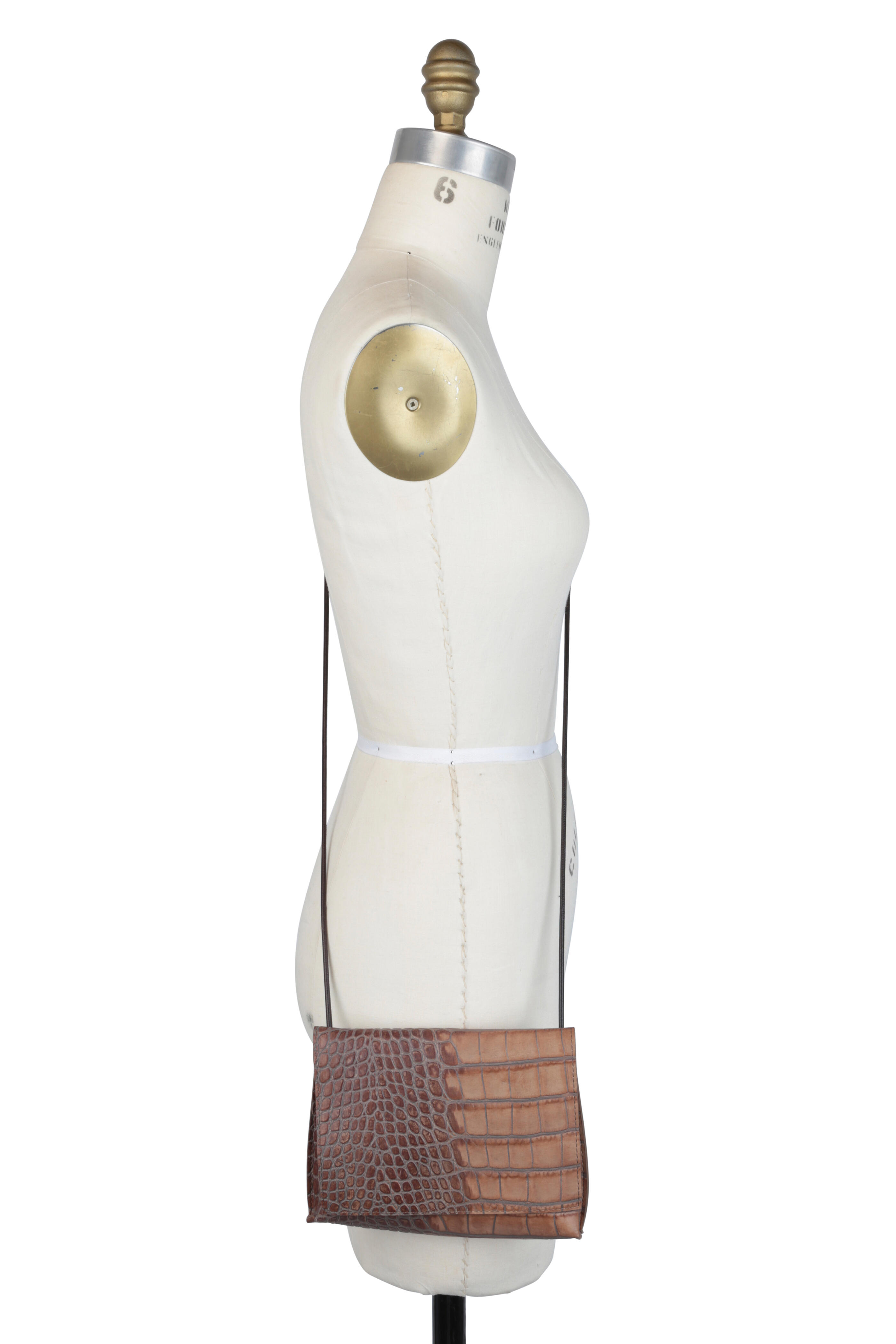 B May Bags - Latte Embossed Gator Crossbody | Mitchell Stores