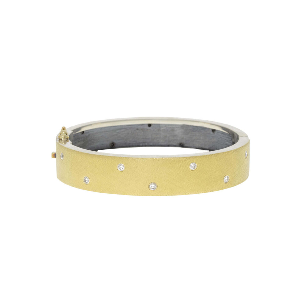 Rene Escobar - Yellow Gold and Sterling Silver Diamond Carol Cuff