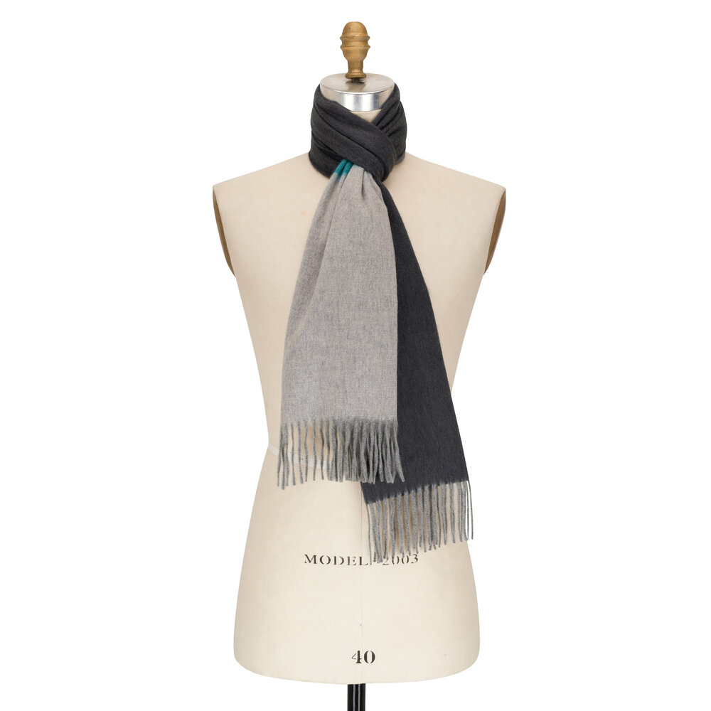 Alex Begg - Arran Borderland Granite Teal Cashmere Scarf
