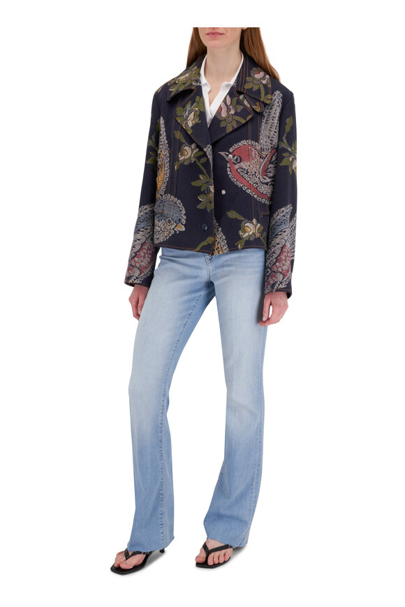 Etro - Navy Denim Floral Embroidered Jacquard Jacket