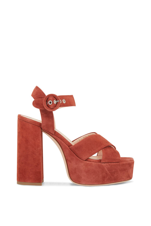 AGL - Pam Jujube Velour Platform Sandal, 130mm | Mitchell Stores