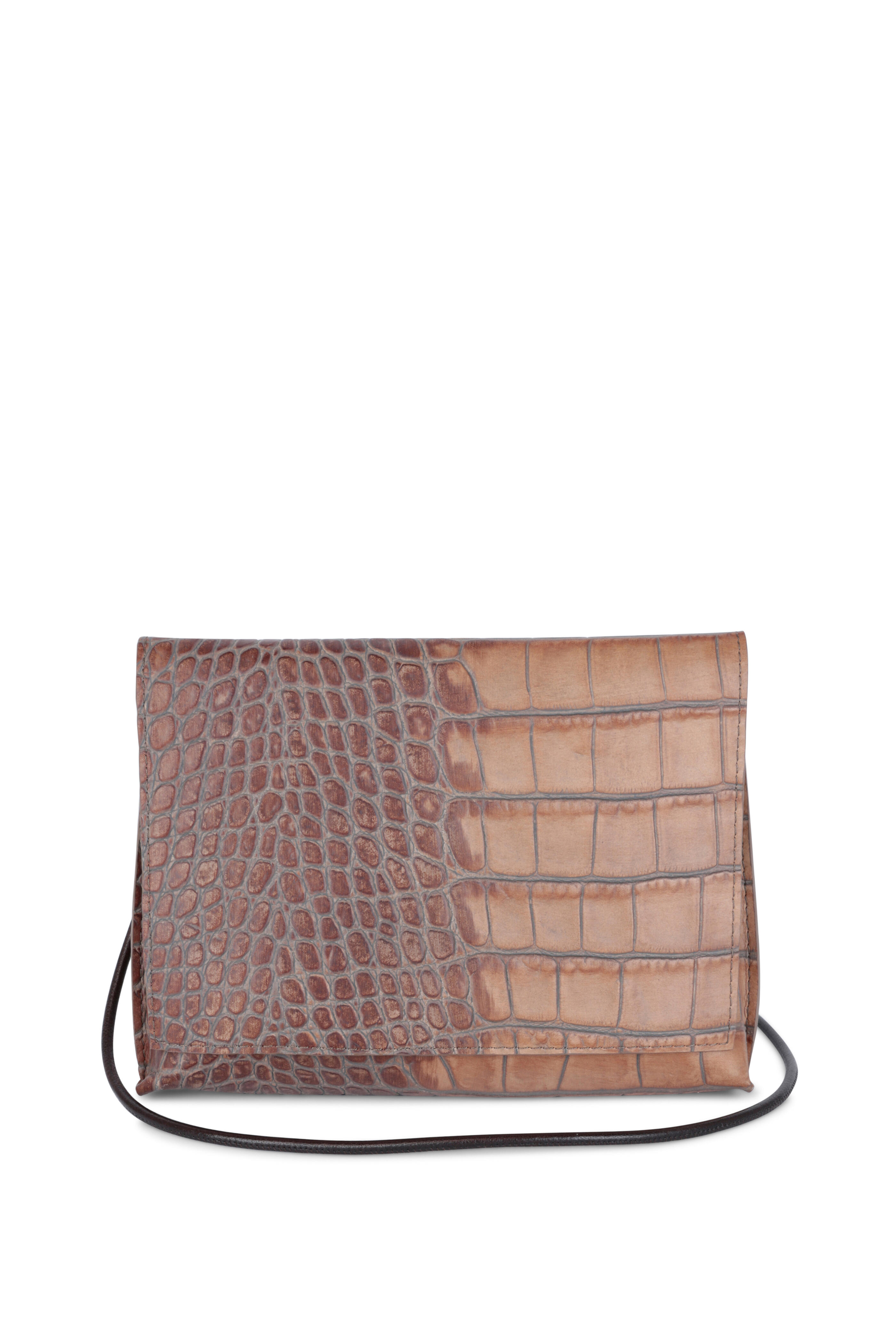 B May Bags - Latte Embossed Gator Crossbody | Mitchell Stores