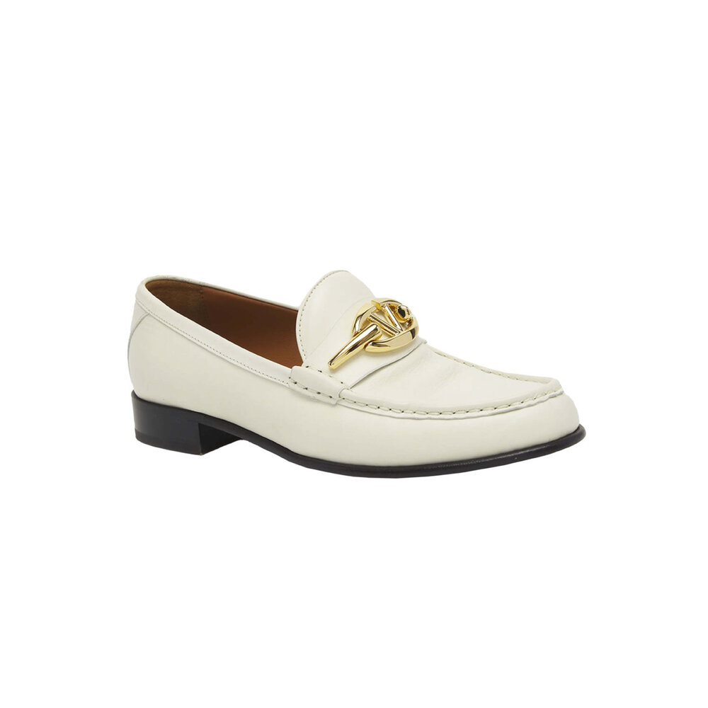 Valentino Garavani - Gate Vlogo Leather Loafer in Ivory