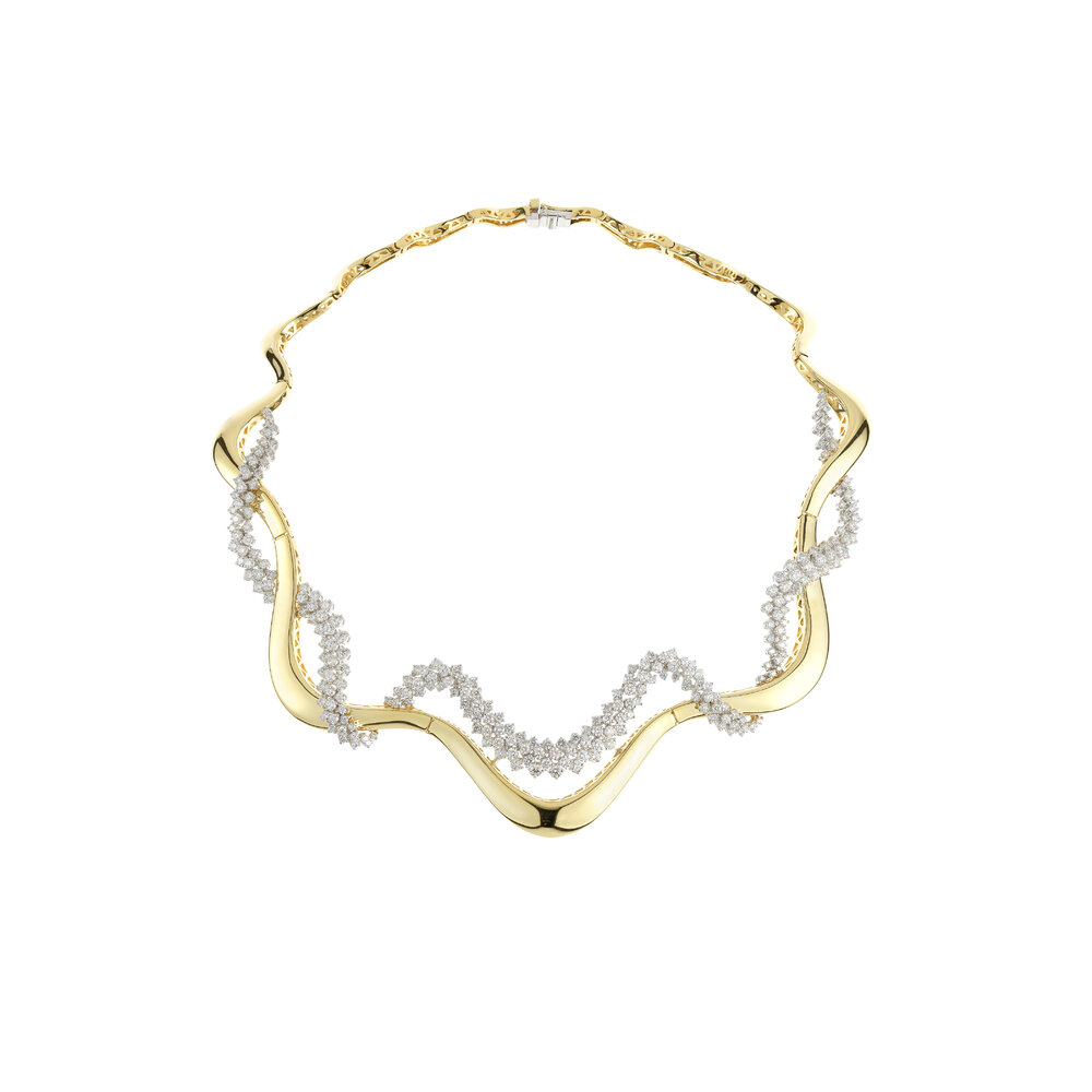 Yeprem - Golden Strada Diamond Statement Necklace