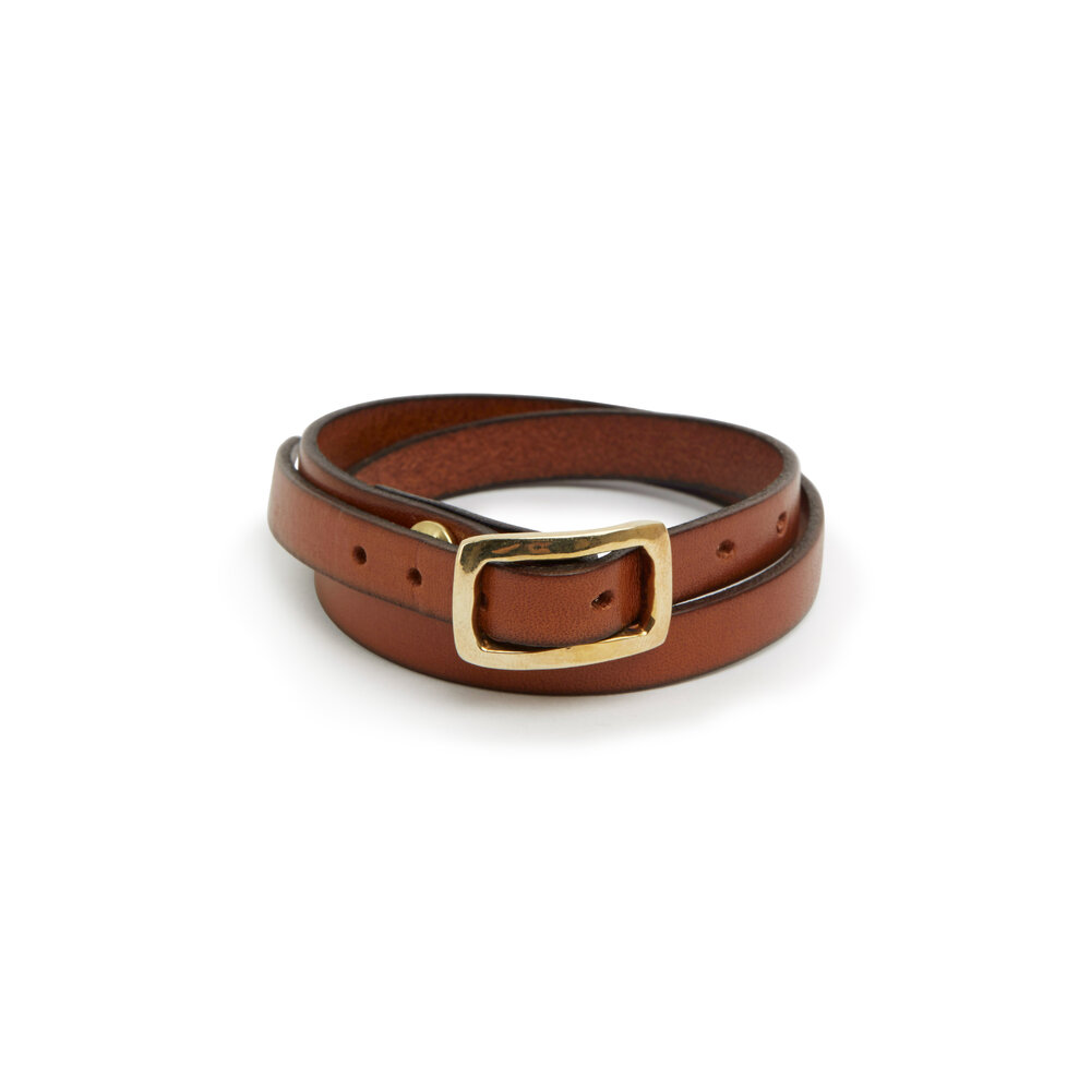 Robin Rotenier - Tan Leather Gold Buckle Belt | Mitchell Stores