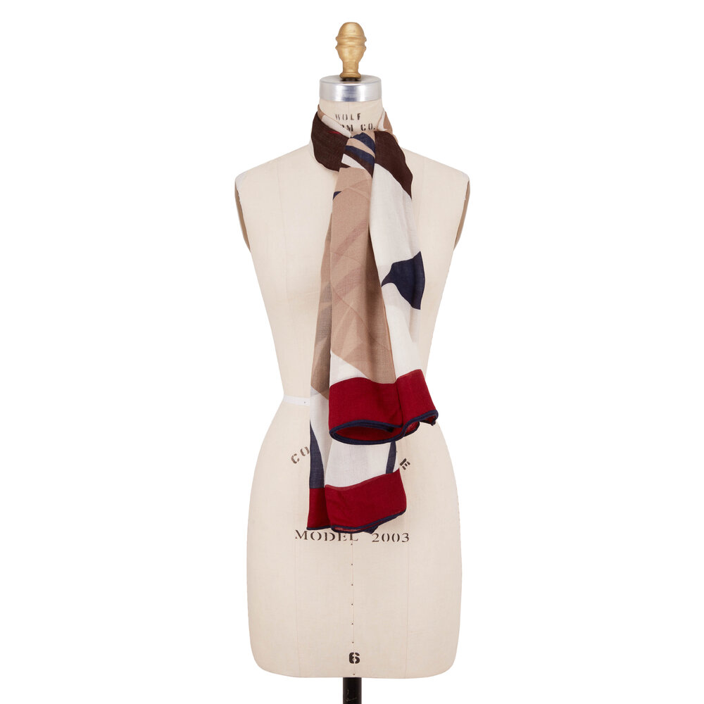 Loro Piana - Red, White & Blue Floral Print Scarf