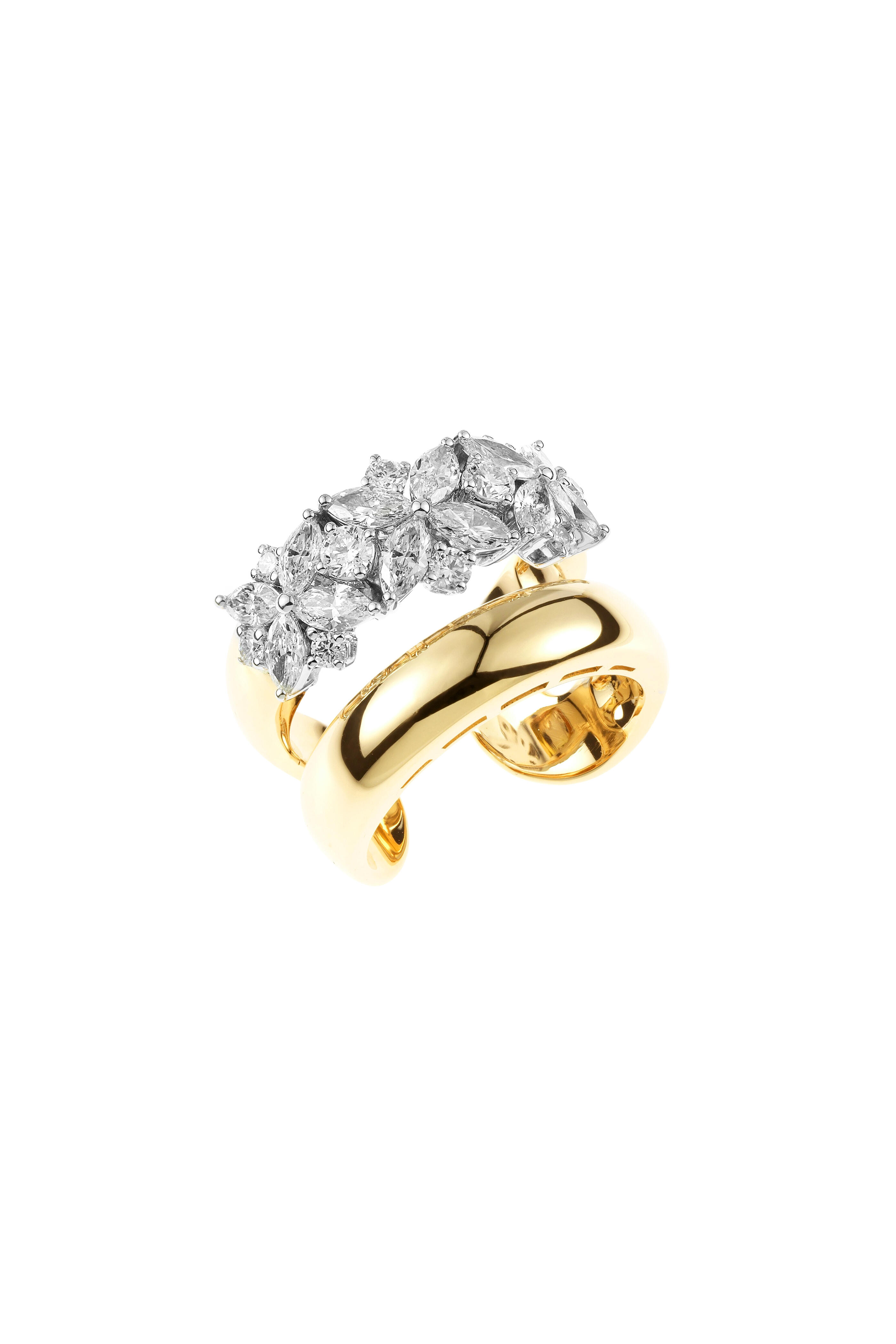 Yeprem - Golden Strada 18K & Marquise Diamond Stack Ring