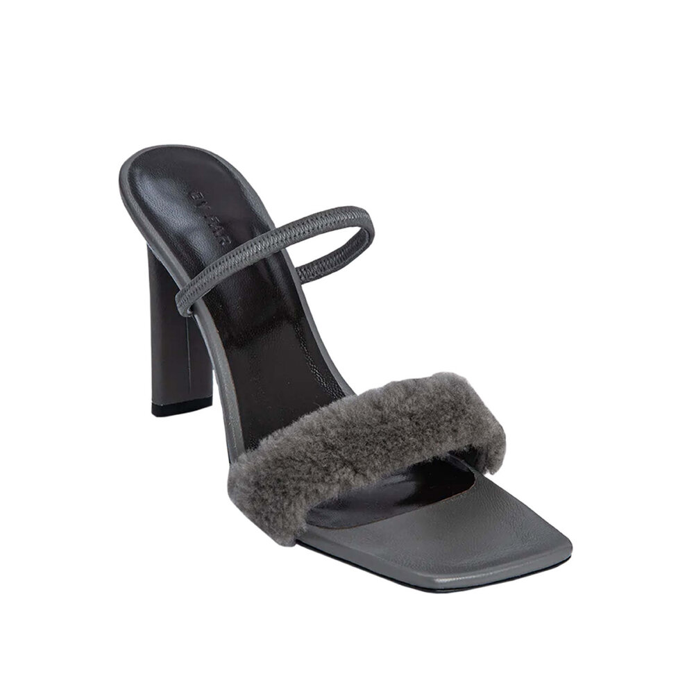 By Far - Ada Shearling Sandal in Cement | Mitchell Stores