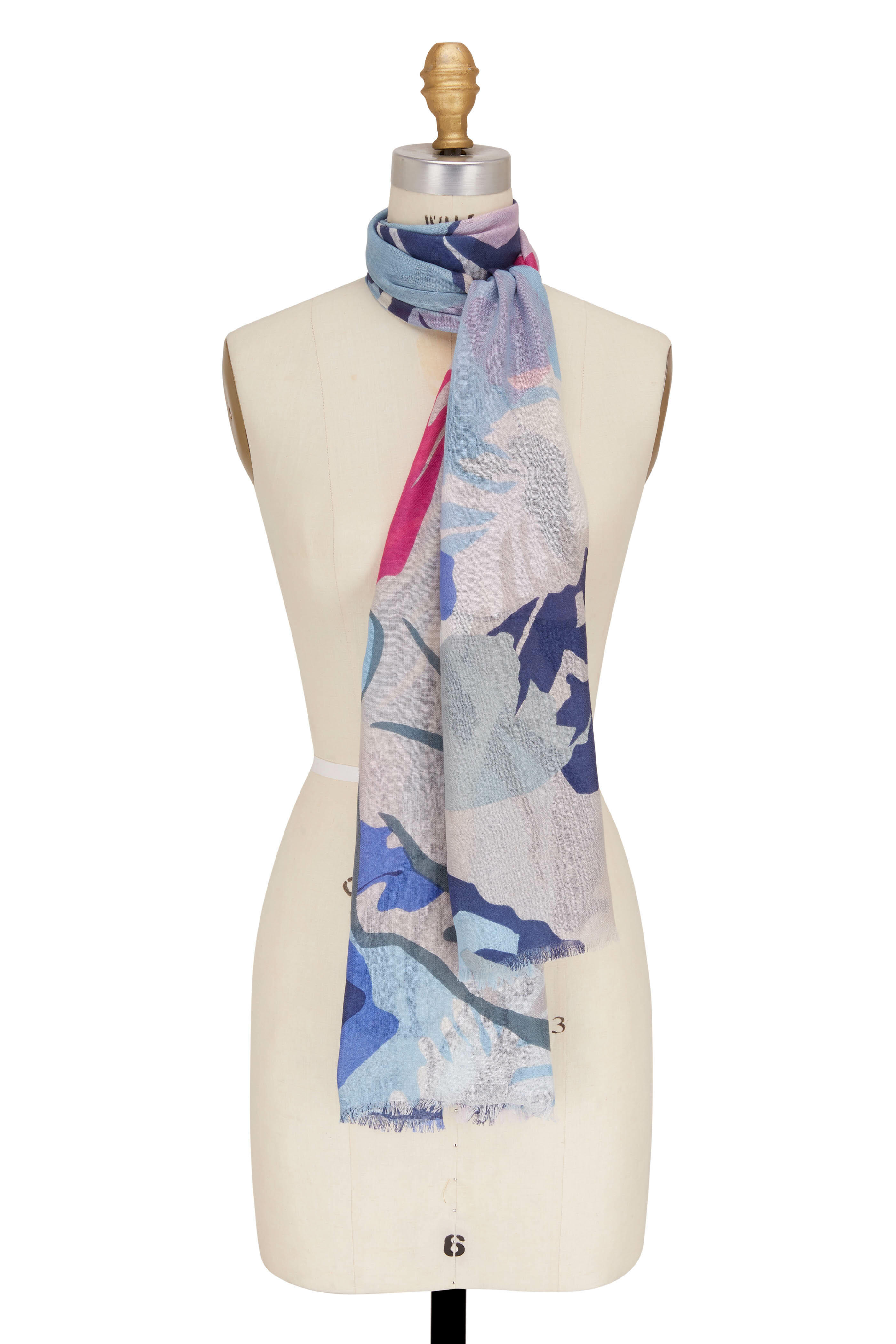 Kinross - Raspberry Multicolor St. Barth's Print Scarf