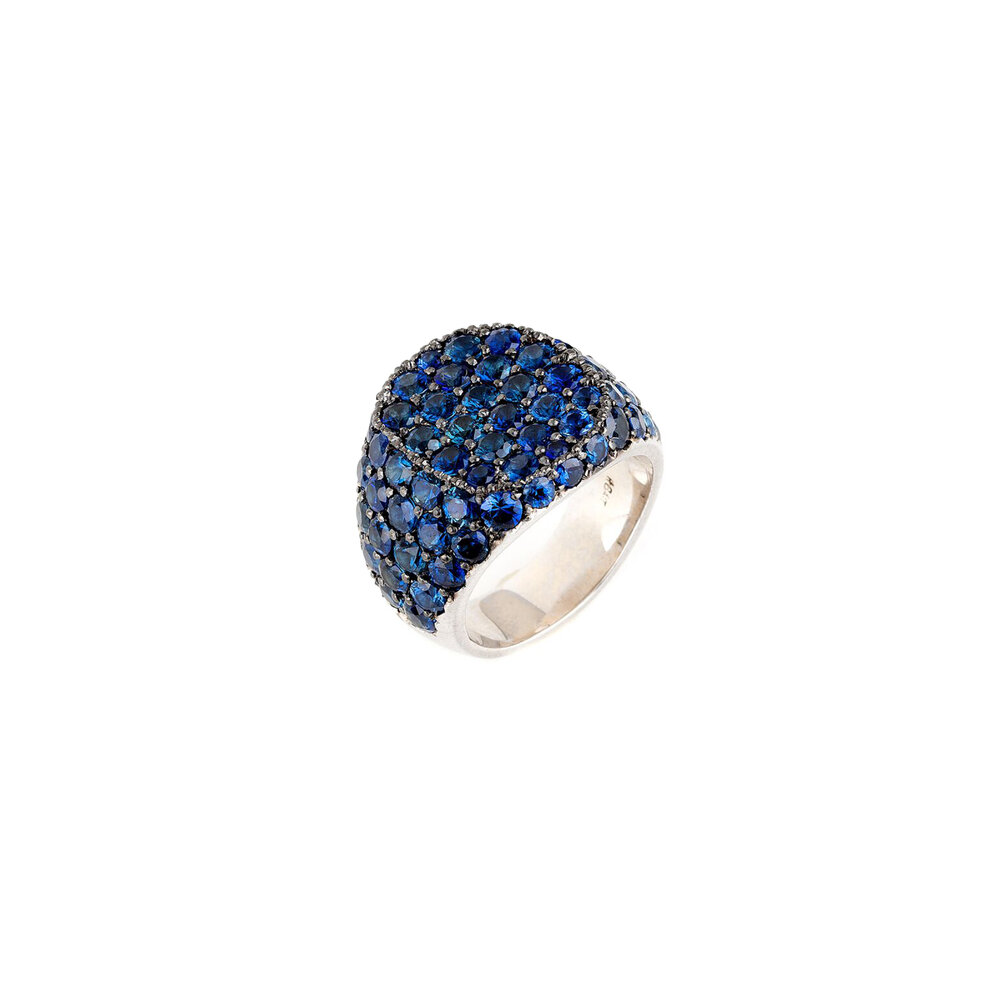 Sylva & Cie - 18K White Gold Ghetto Chic Sapphire Ring