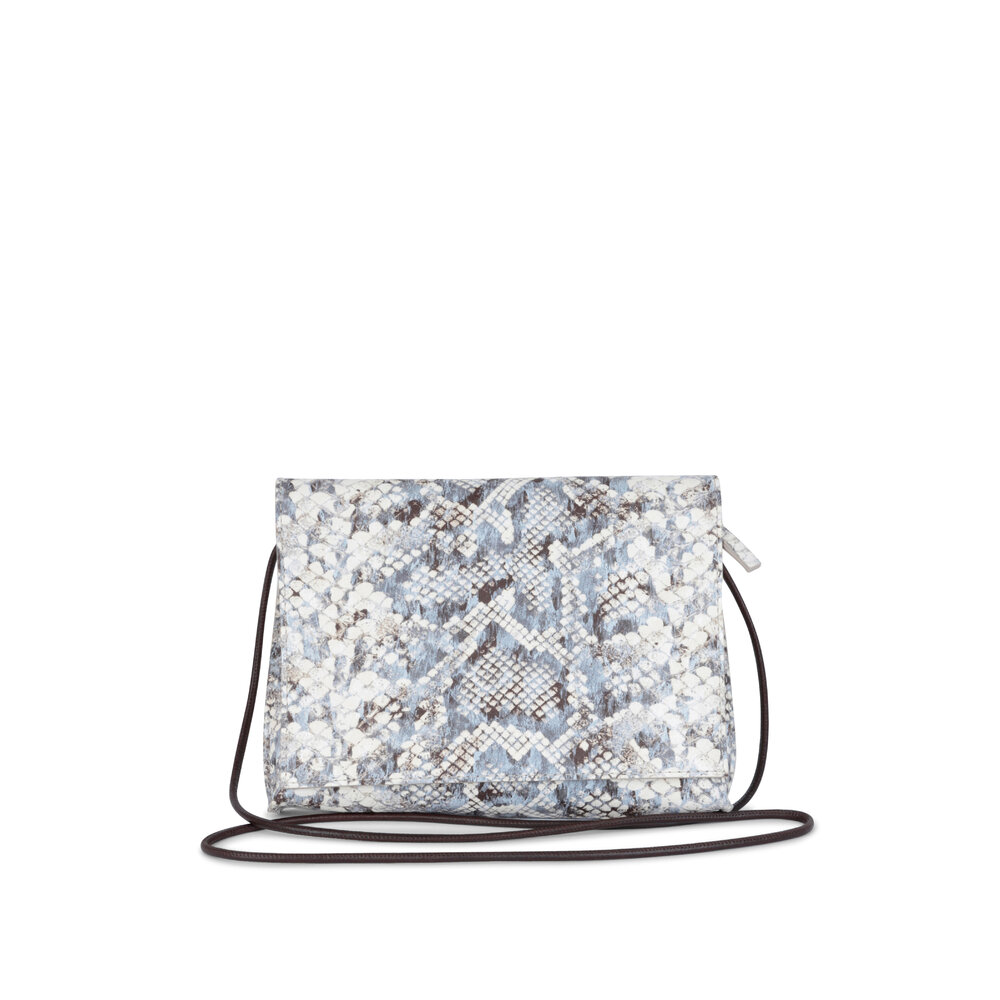 B May Bags - Blue & White Snake Print Leather Crossbody