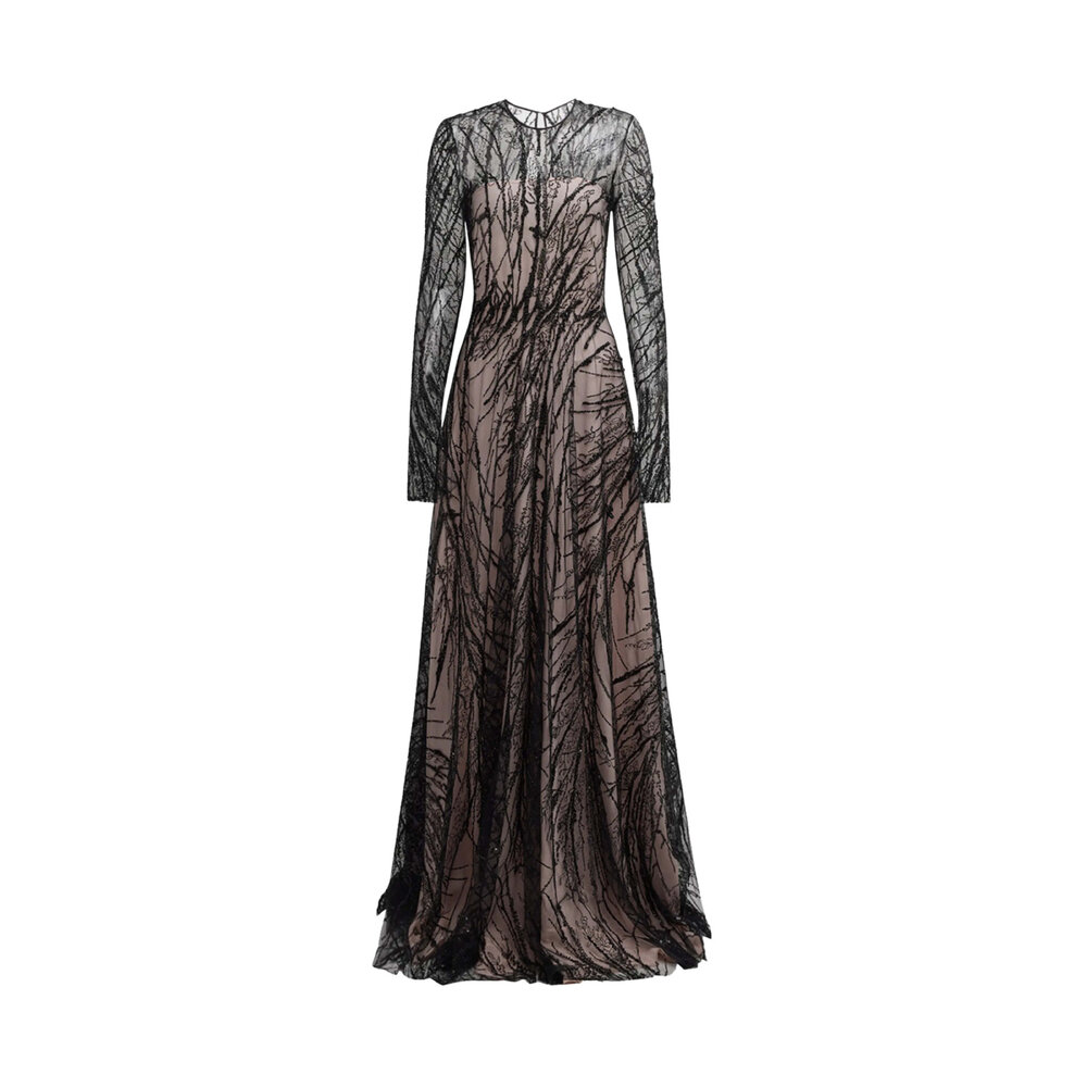 Naeem Khan - Black Embellished Illusion Gown | Mitchell Stores