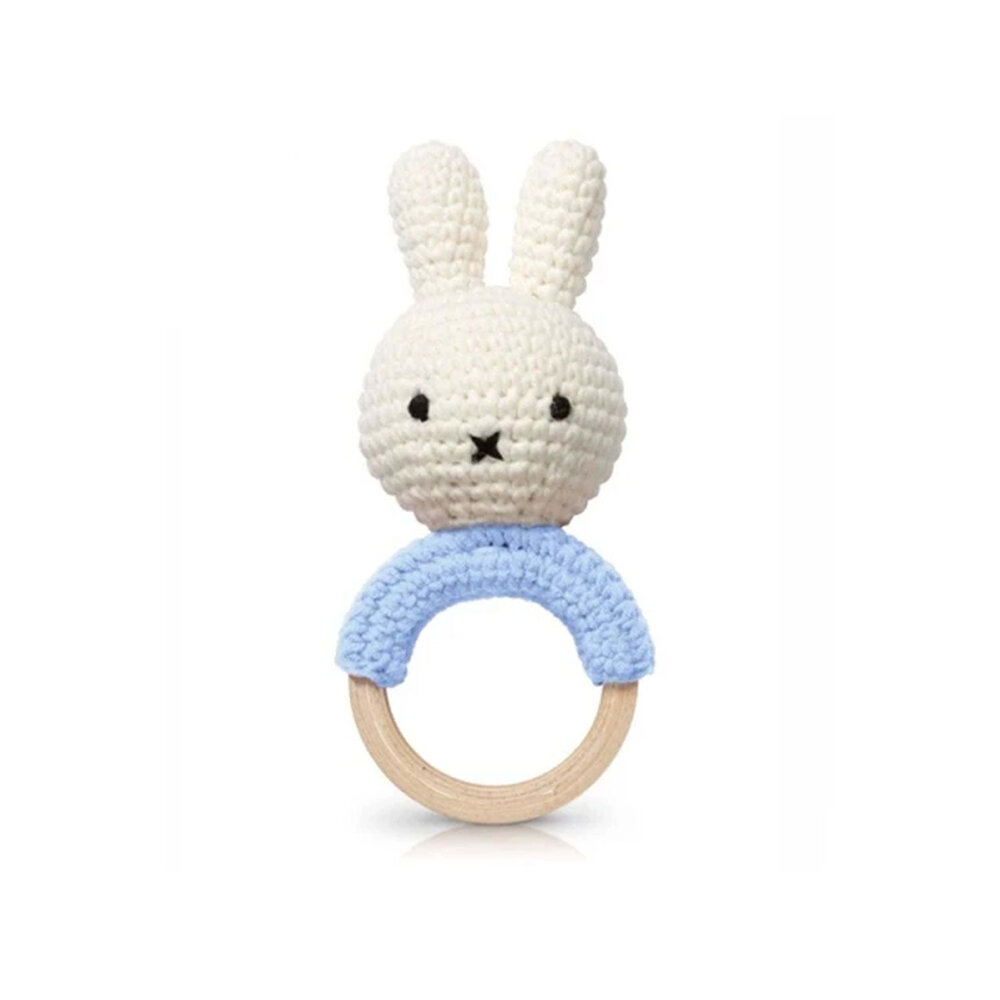 Just Dutch - Miffy Pastel Blue Handmade Teether and Rattle