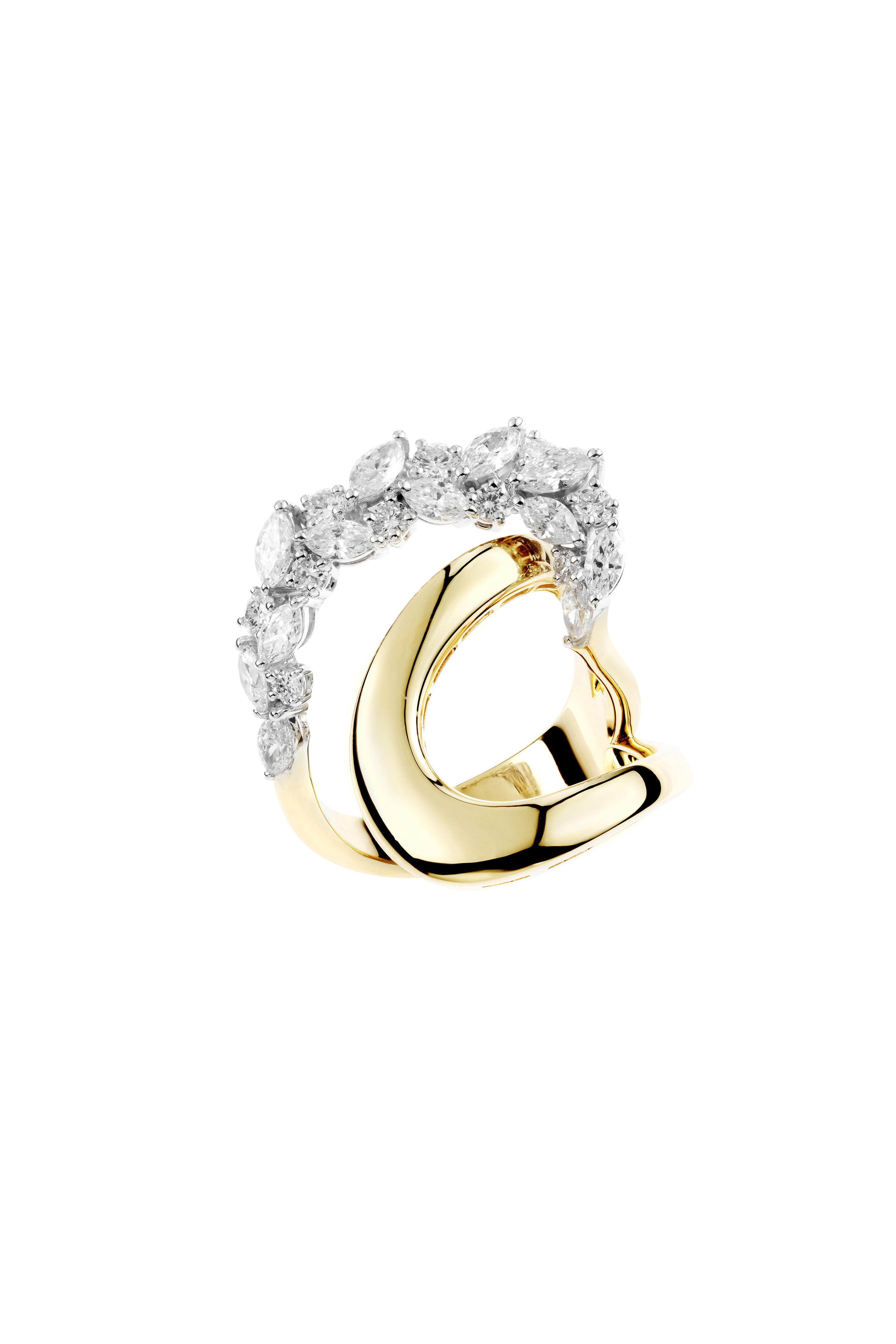 Yeprem - Golden Strada 18K & Marquise Diamond Stack Ring
