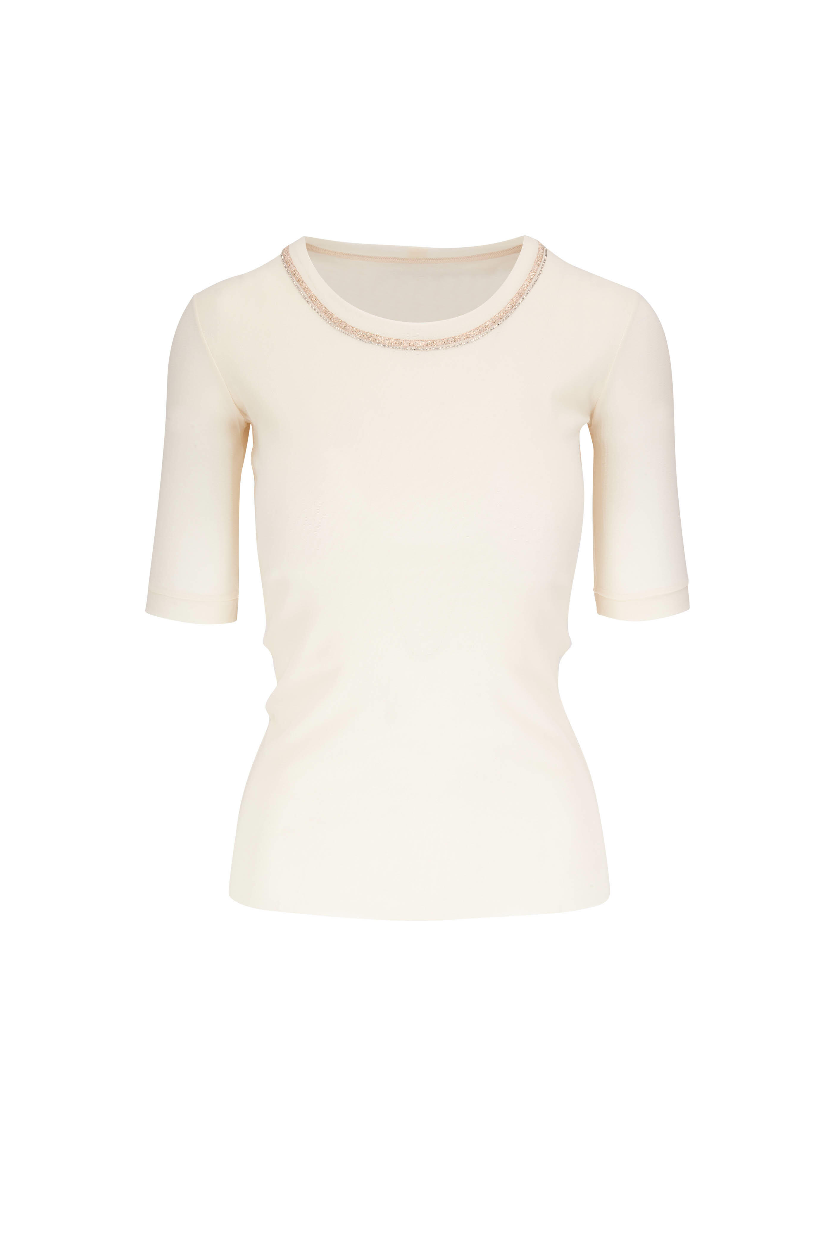 D.Exterior - Ivory Mesh Short Sleeve T-Shirt | Mitchell Stores