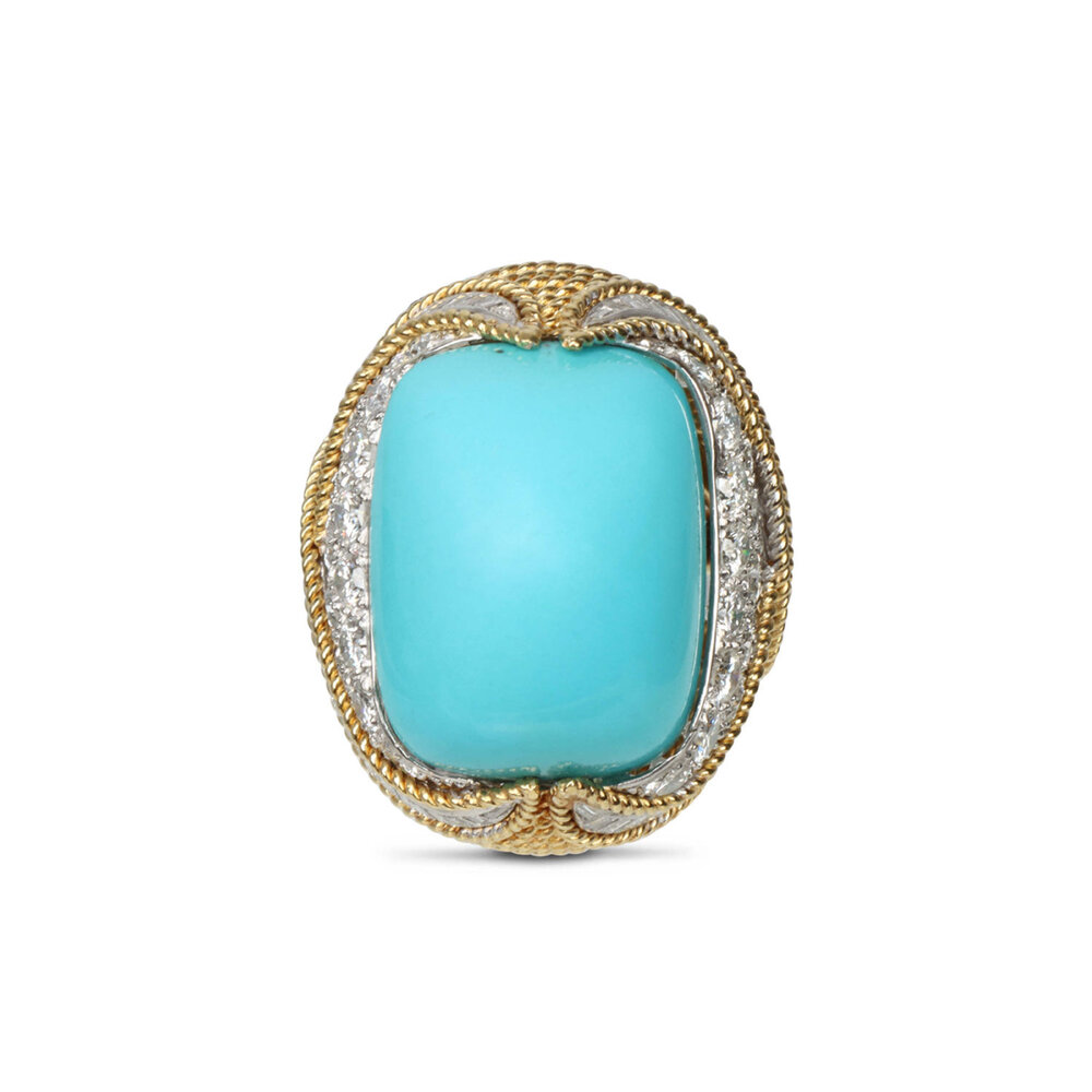 Excalibur - Turquoise and Diamond Rope Ring | Mitchell Stores