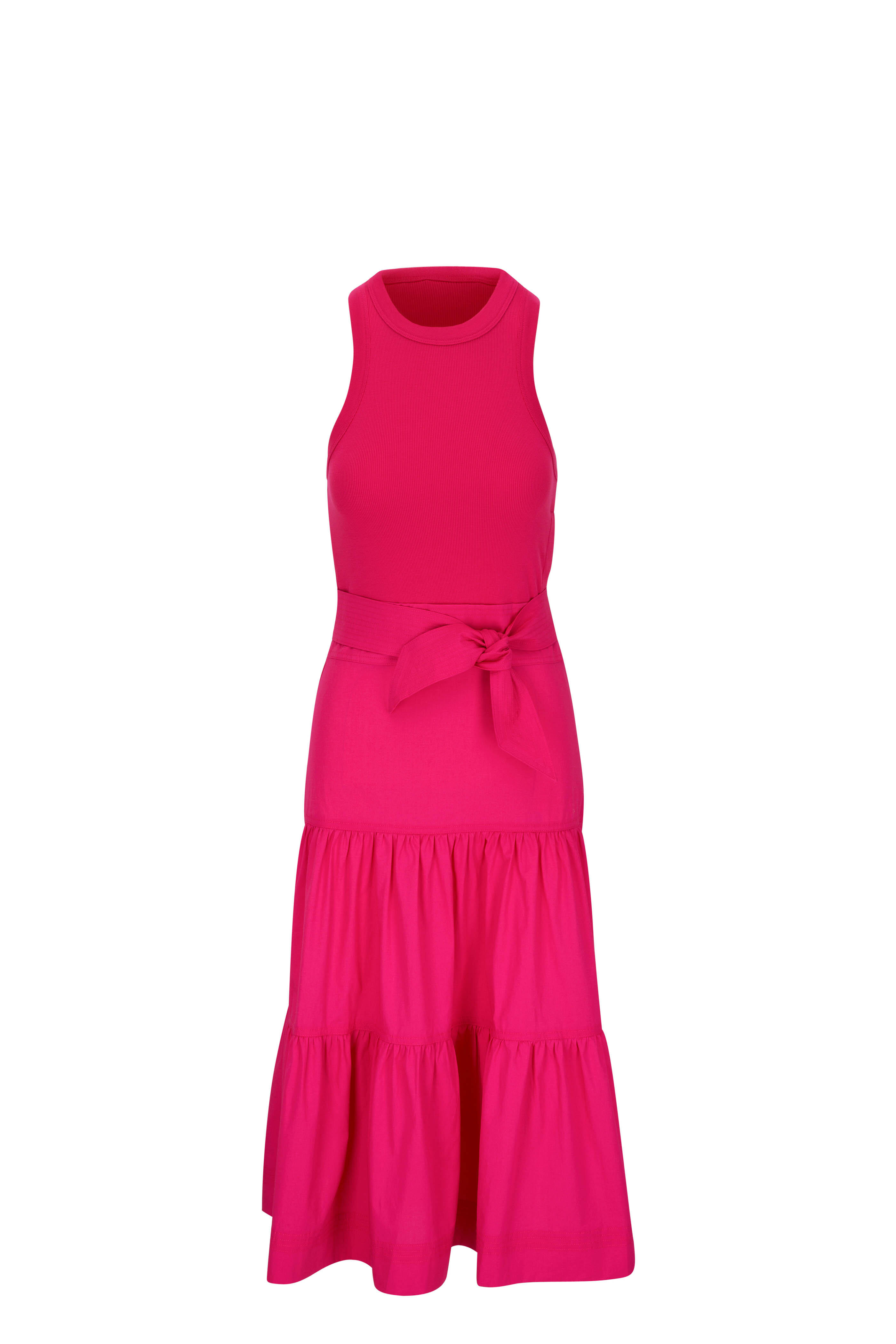 Veronica Beard - Austyn Fuchsia Tie Waist Midi Dress