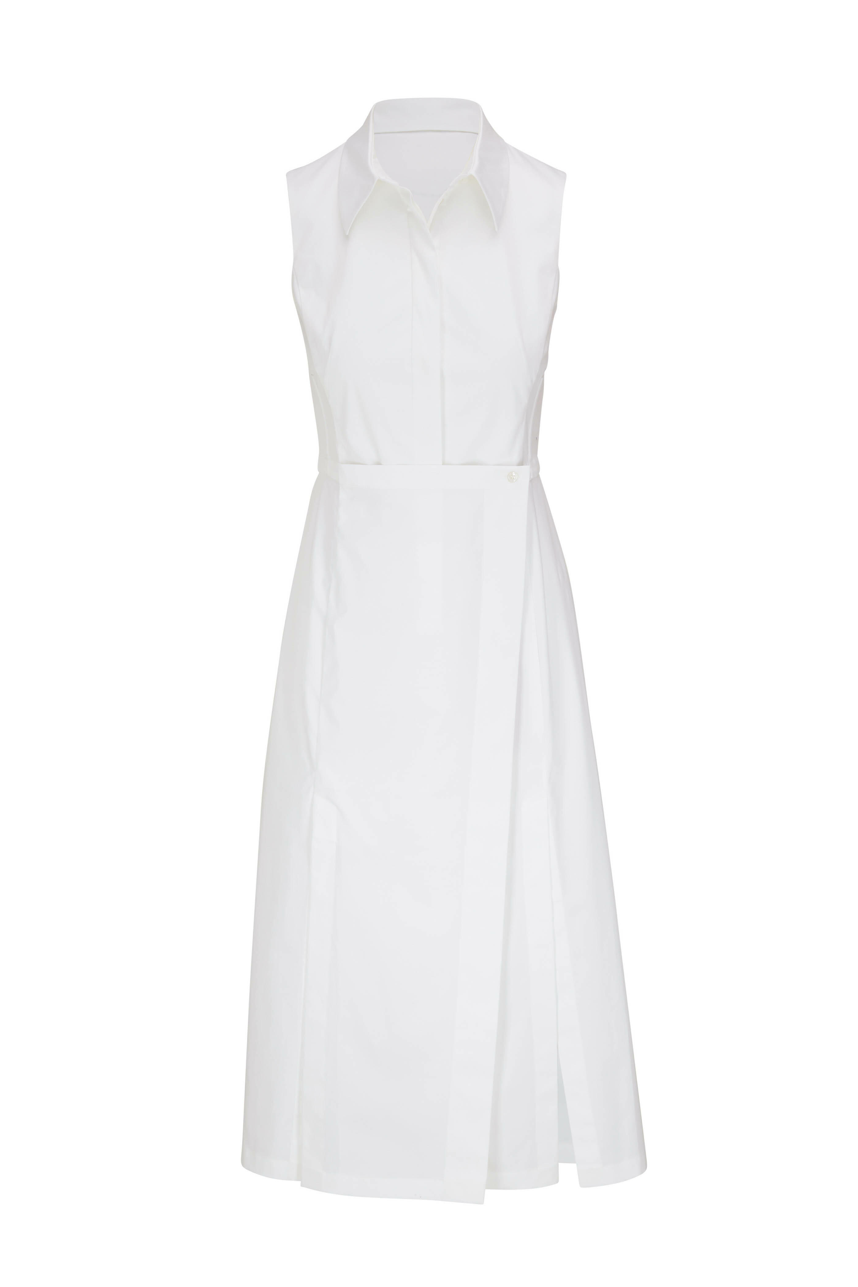 Akris - White Cotton Apron Skirt Sleeveless Midi Dress