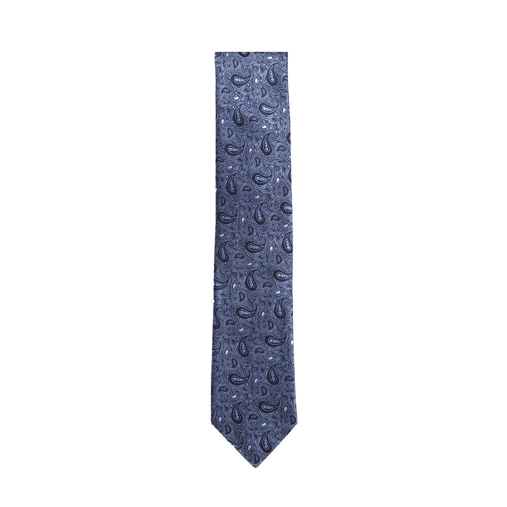 Geoff Nicholson - Blue Paisley Silk Necktie | Mitchell Stores
