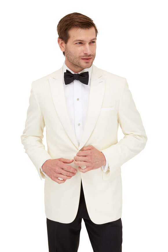 Brioni - White Wool Single Button Dinner Jacket | Mitchell Stores