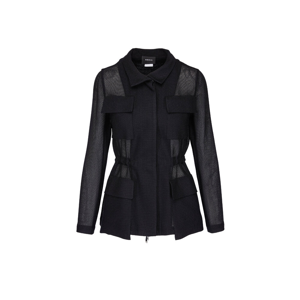 Akris - Black Boucle Openweave Jacket | Mitchell Stores
