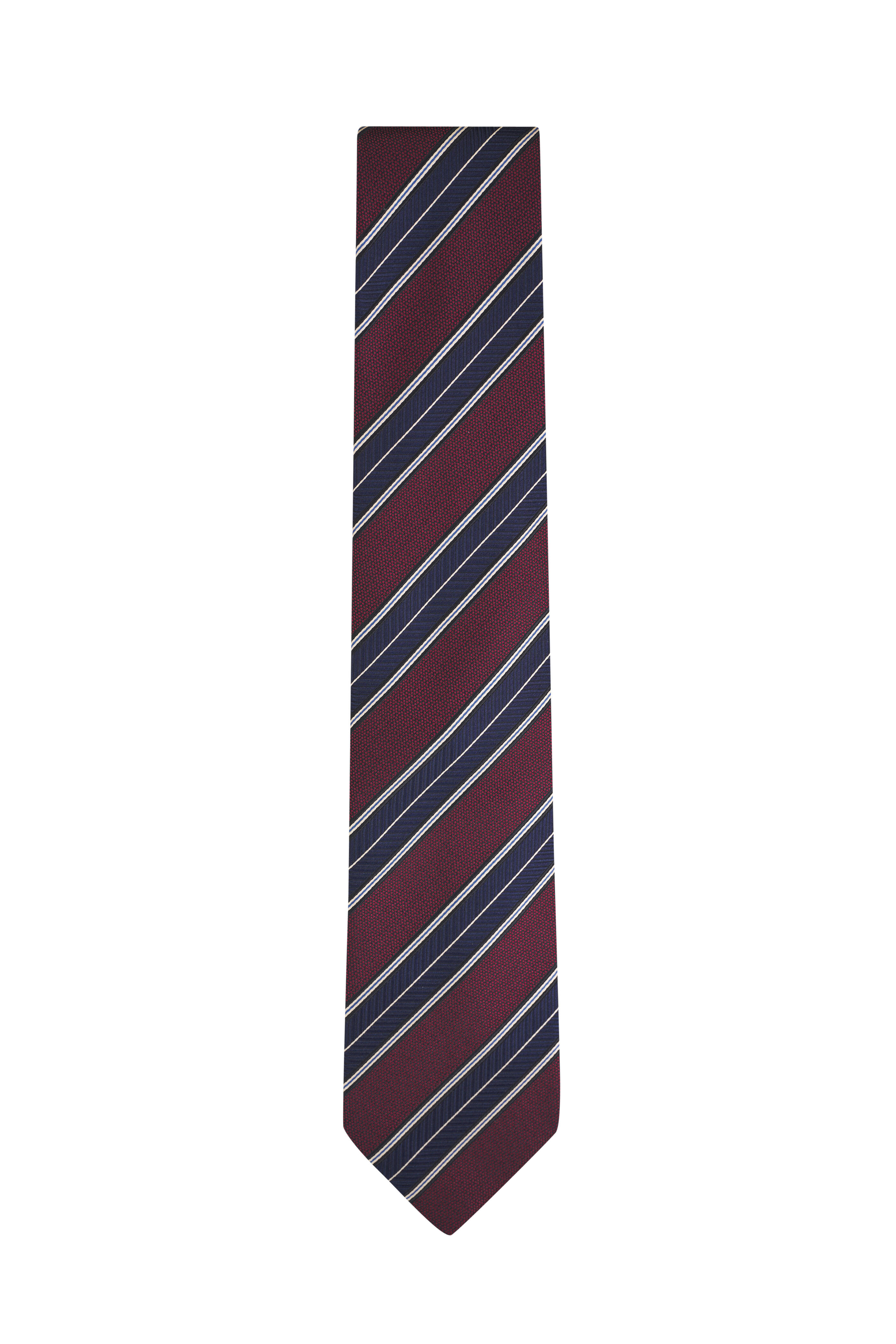 Brioni - Burgundy & Midnight Regal Stripe Necktie