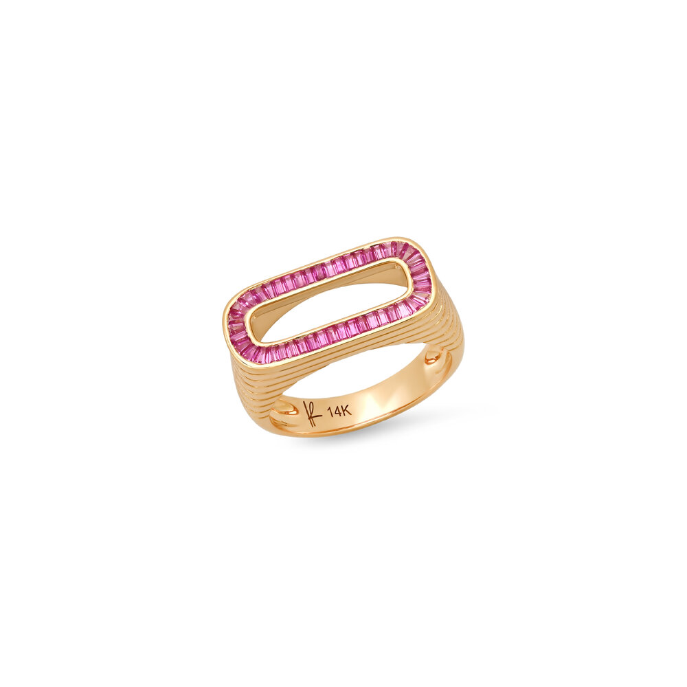 Helena Rose - 14k Yellow Gold Encrusted Pink Sapphire Ring