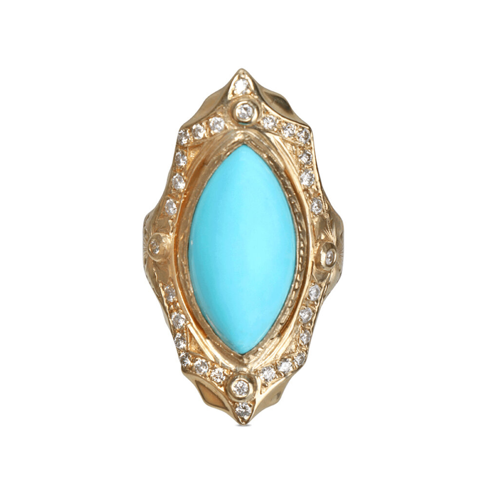 Loree Rodkin - Marquise Turquoise Cab Ring | Mitchell Stores