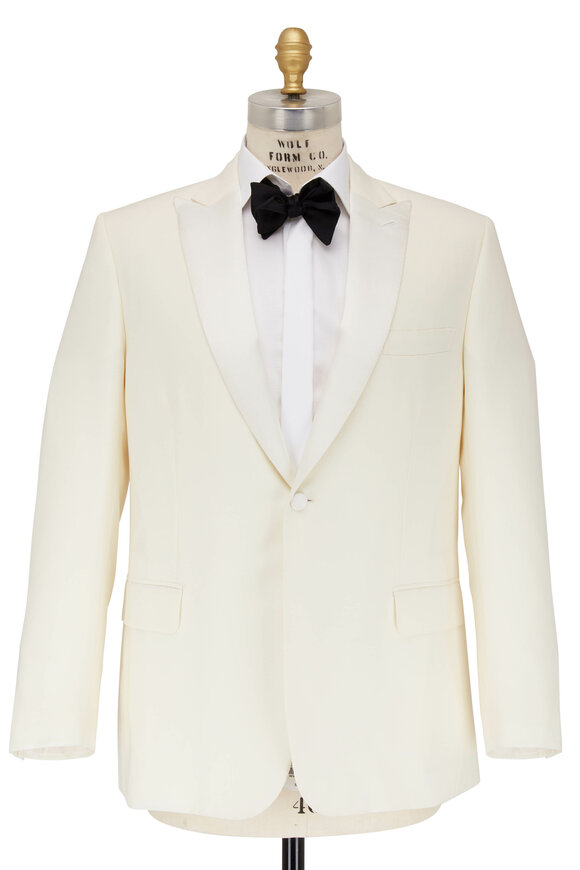 Brioni - White Wool Single Button Dinner Jacket | Mitchell Stores