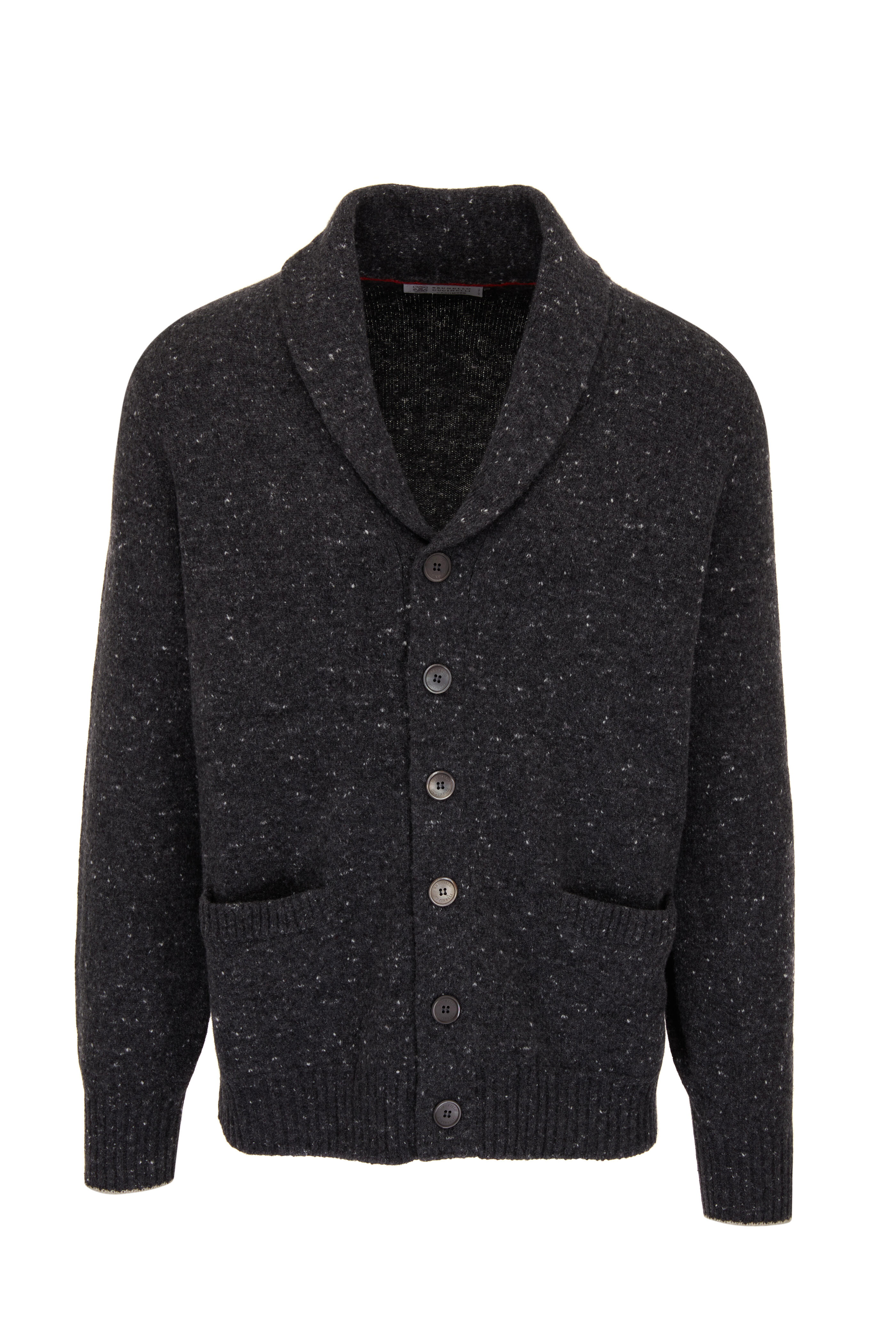 Brunello Cucinelli - Dark Gray Wool & Cashmere Shawl Cardigan
