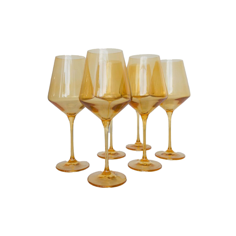 Estelle Colored Glass - Yellow Colored Glass Stemware Set