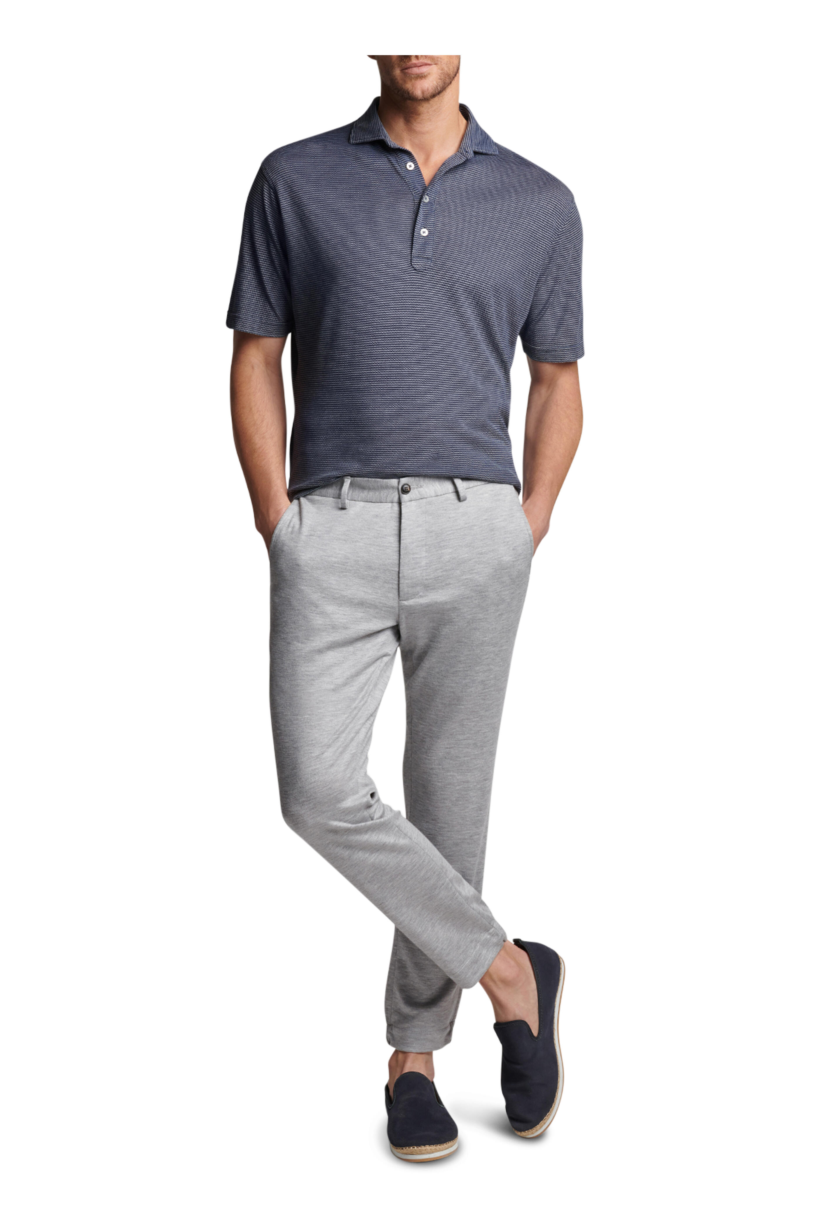Peter Millar - Sutton Navy Cotton & Silk Polo | Mitchell Stores