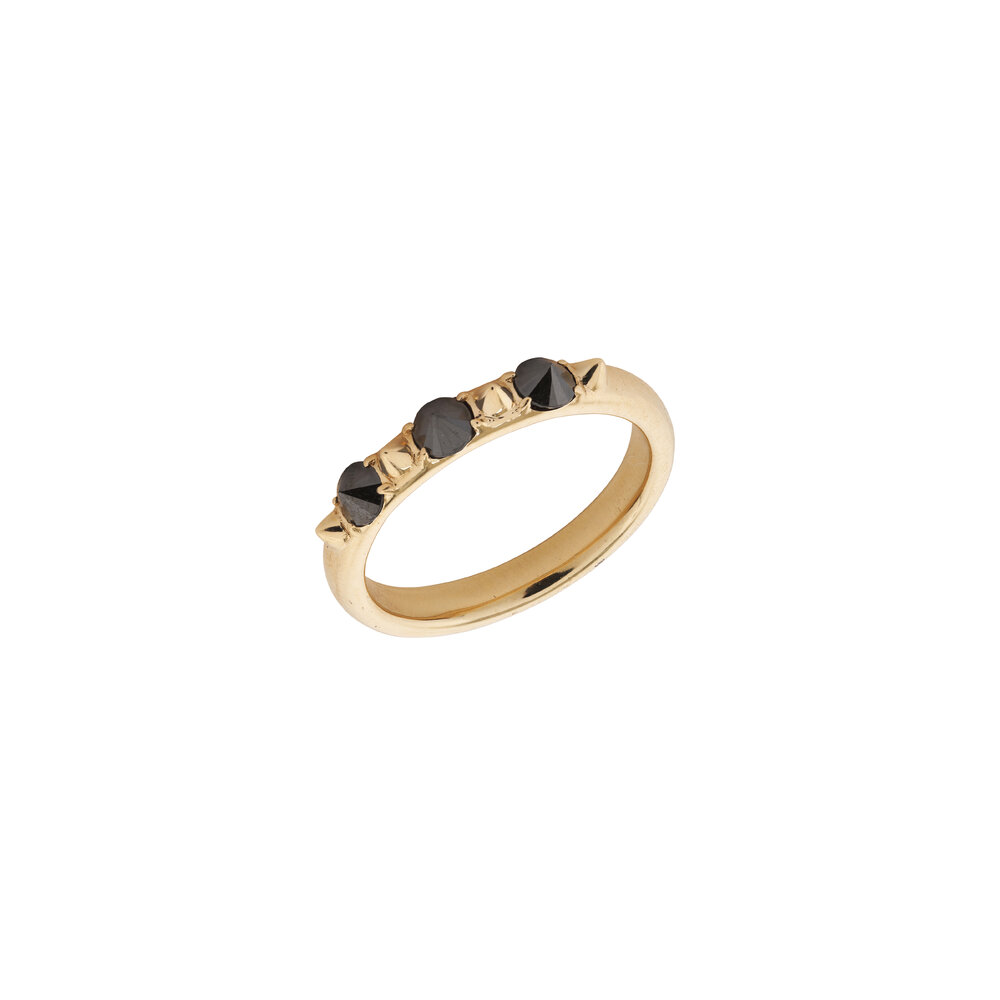 Genevieve Lau - 14k Yellow Gold Black Diamond Spike Ring