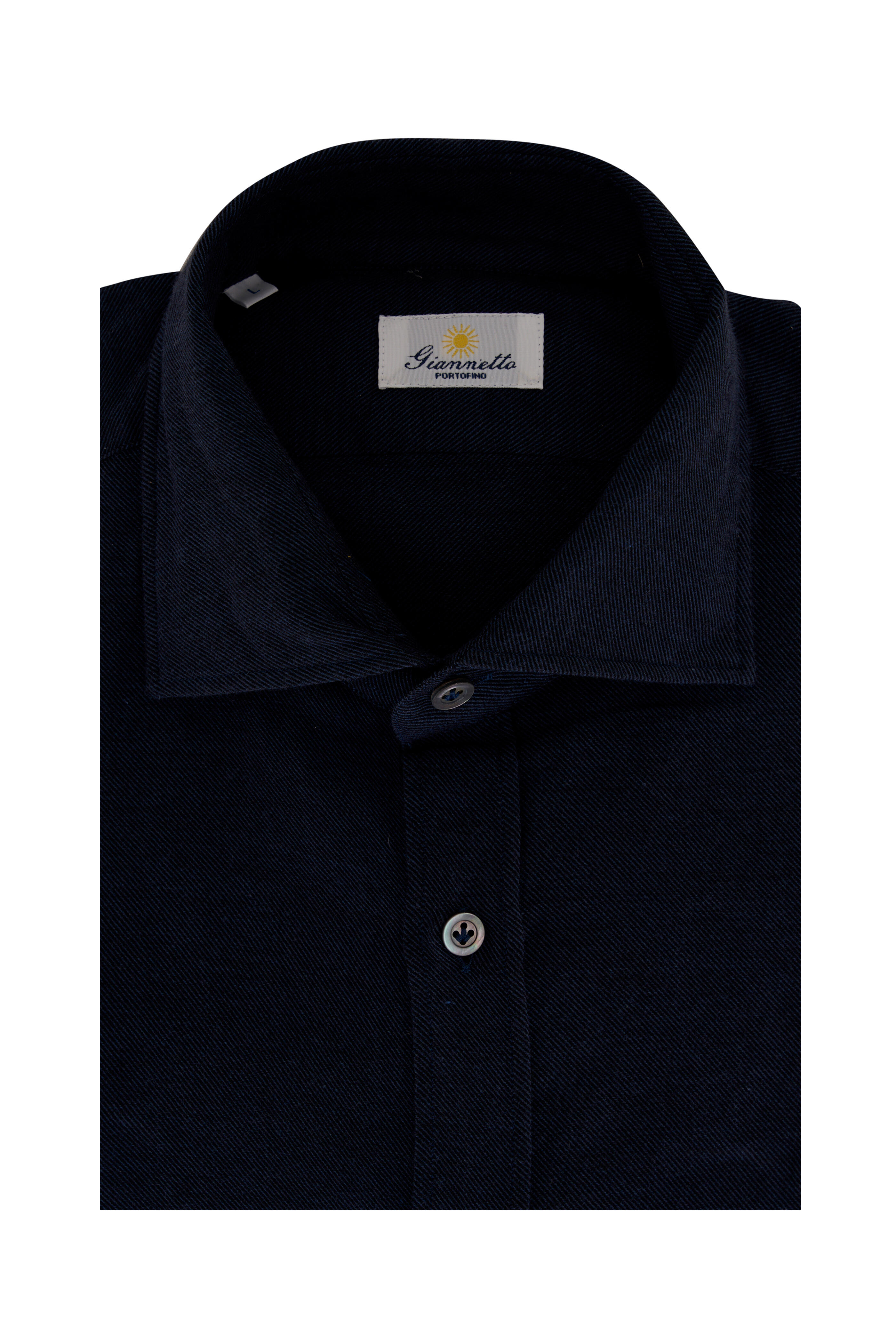 Giannetto - Gray & Navy Chambray Cotton & Cashmere Sport Shirt