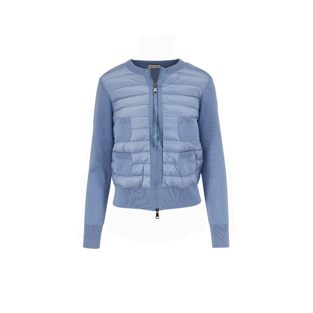 Moncler - Light Blue Quilted Front Down Jacket | Mitchell Stores