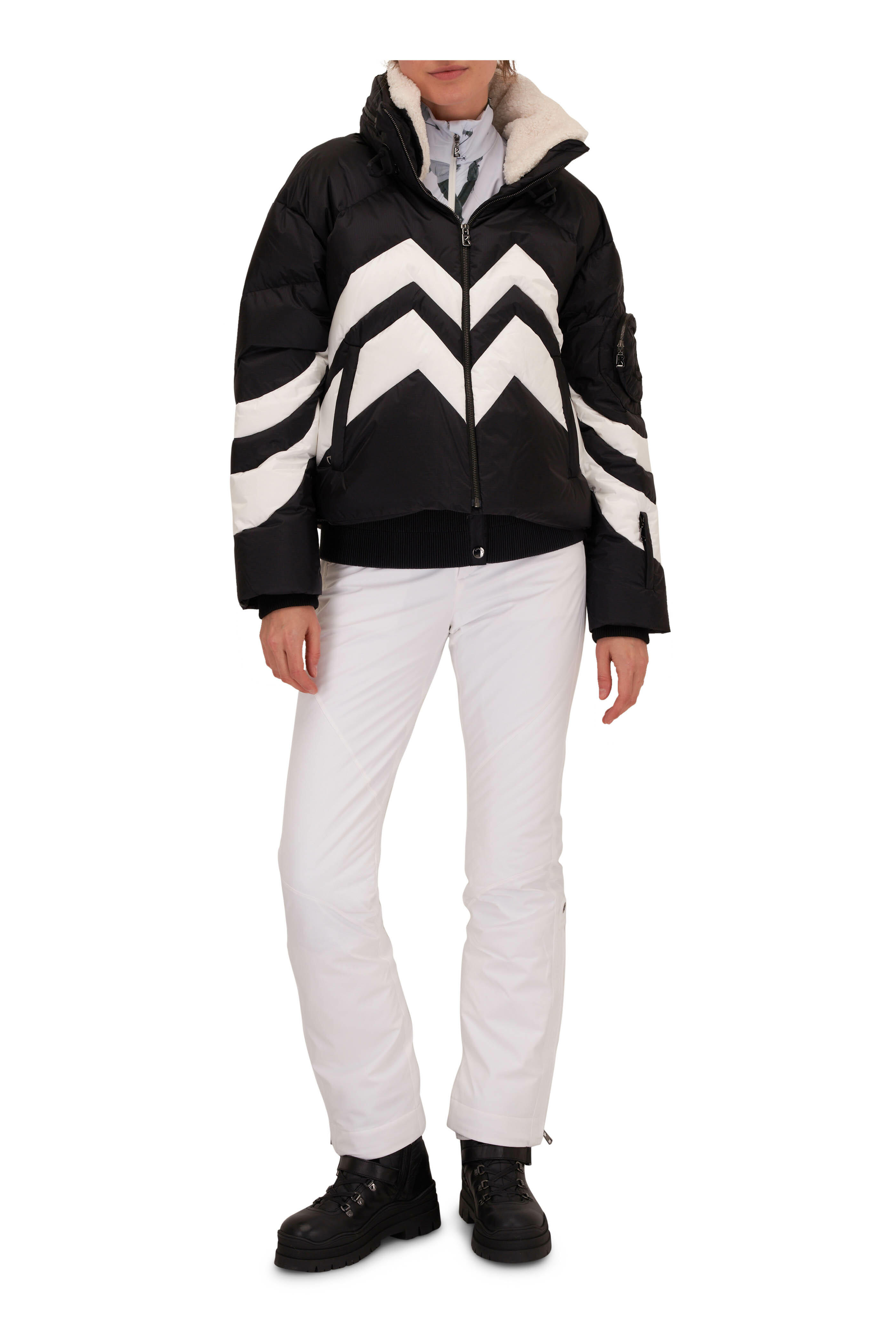 Bogner - Beline Gray & White Ski Print Zig Zag Quarter Zip
