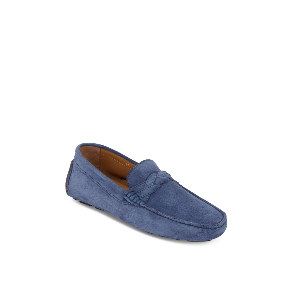 Trask - Rivers Denim Blue Italian Suede Driver | Mitchell Stores